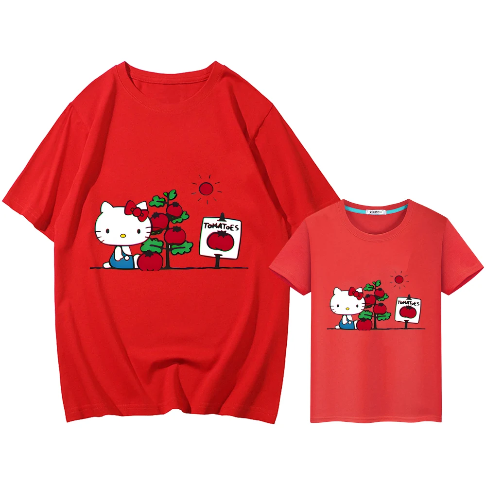 mommy and daughter matching clothe hello kitty Print 100%Cotton boys ...