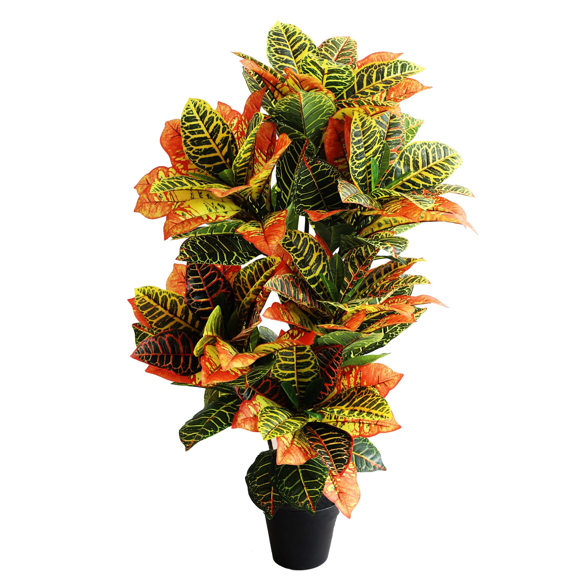 momoplant Artificial Croton Plant, 39inch Faux Fiddle Leaf fig Tree ...