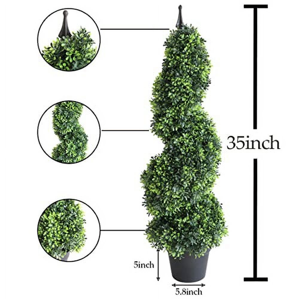 momoplant Artificial Topiaries Outdoor Boxwood Trees, Spiral Topiary Tree 3 ft(2 Pieces) Faux ...