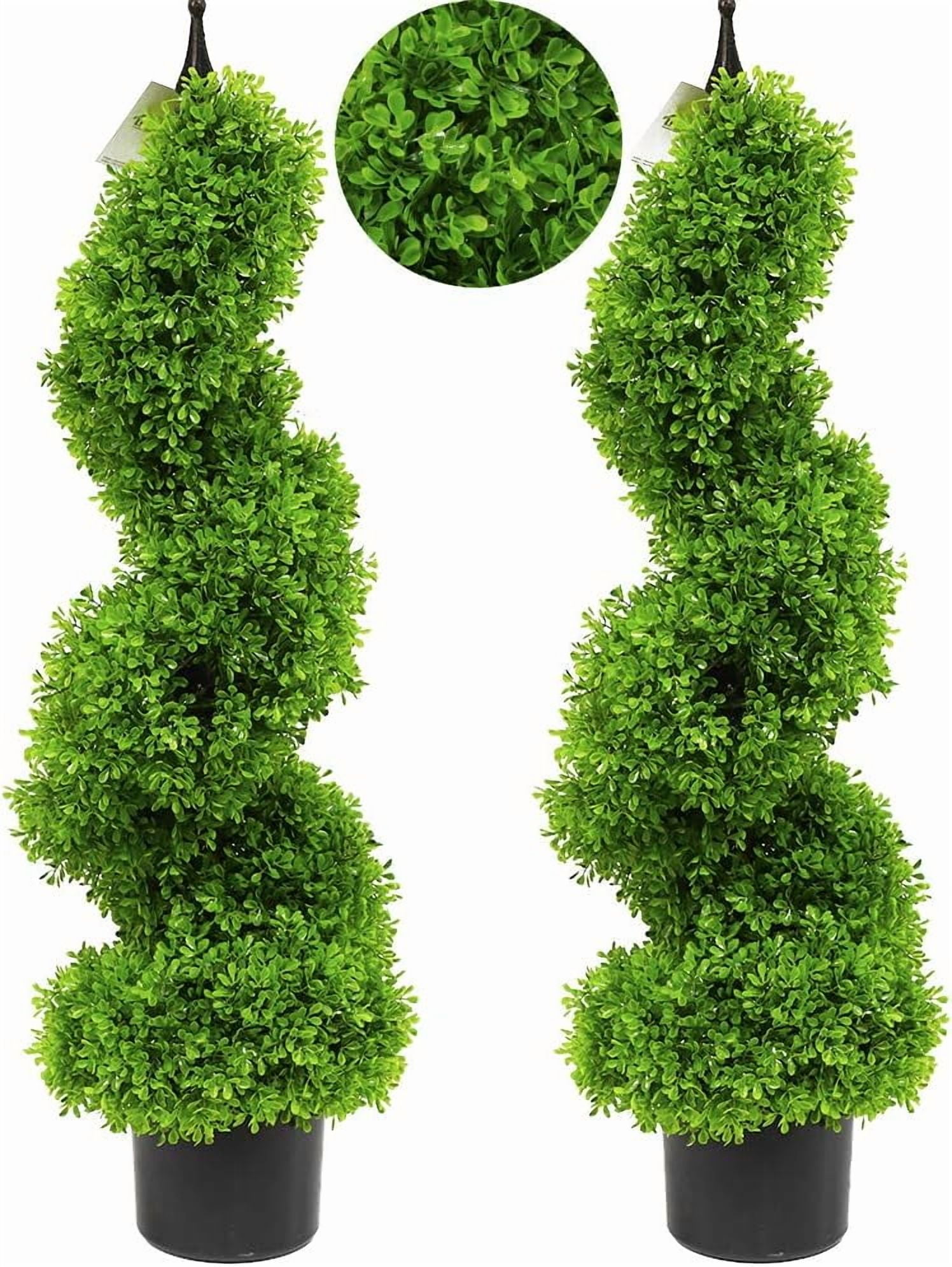 momoplant Artificial Topiary Outdoor Boxwood Spiral Topiary Tree 3ft (2 ...