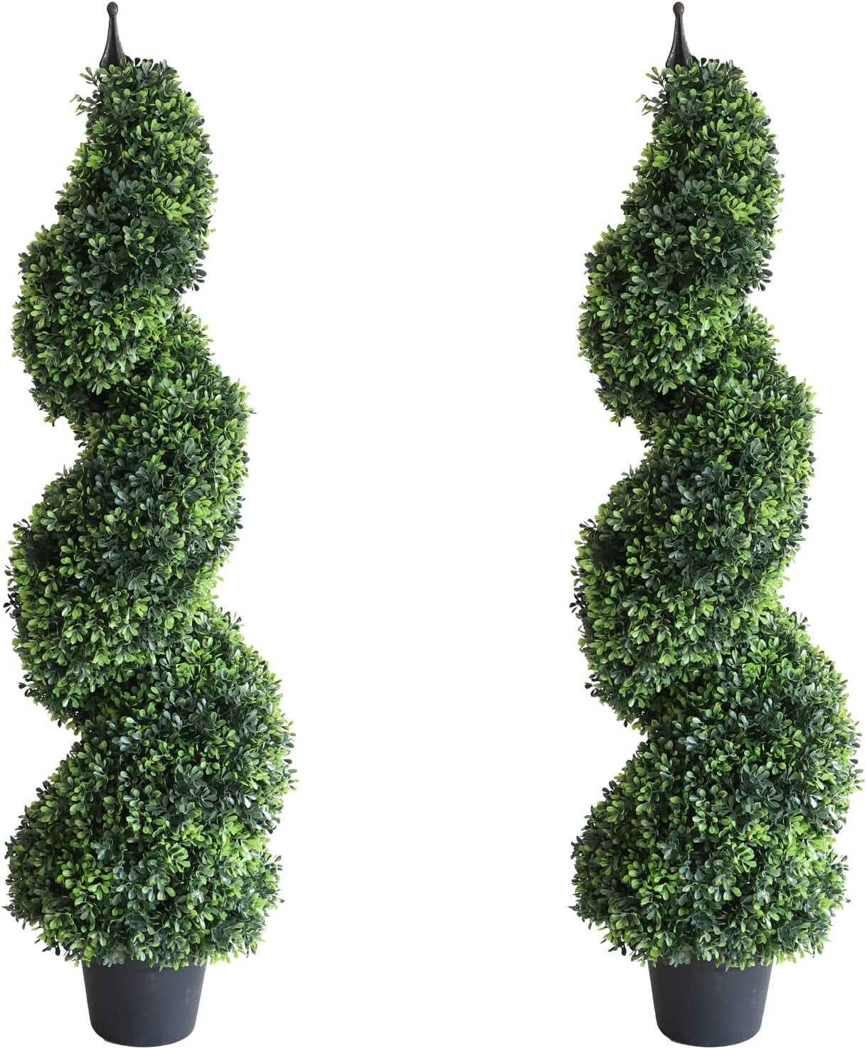 momoplant Outdoor Artificial Topiary Boxwood Spiral Trees, 3.6ft Fake ...