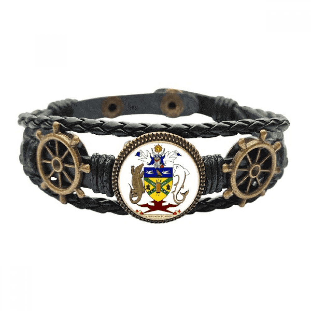 mon Islands National Emblem Leather Braided Ocean Bracelet Wristband ...