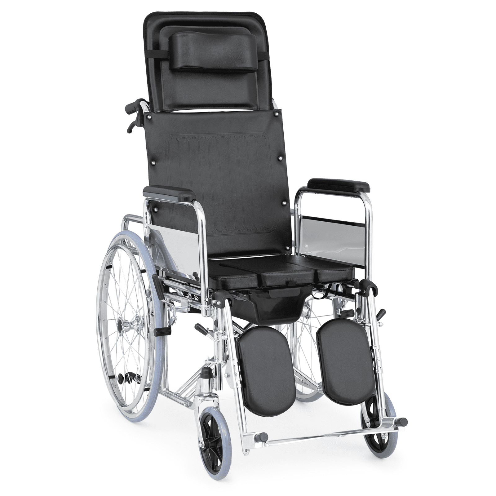 monicare High Back Reclining Commode Wheelchair w/Foot Rest, Support ...