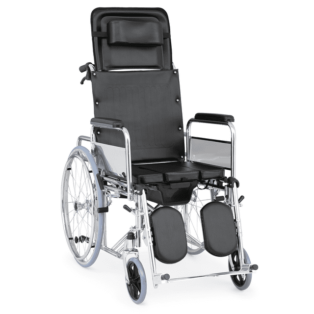 monicare High Back Reclining Commode Wheelchair w/Foot Rest, Support ...