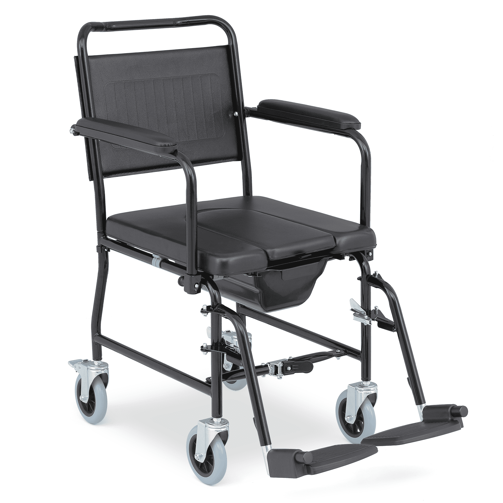 monicare Steel Transport Wheelchair with Adjustable-removable Footrests, Swing-Away Armrest and ...