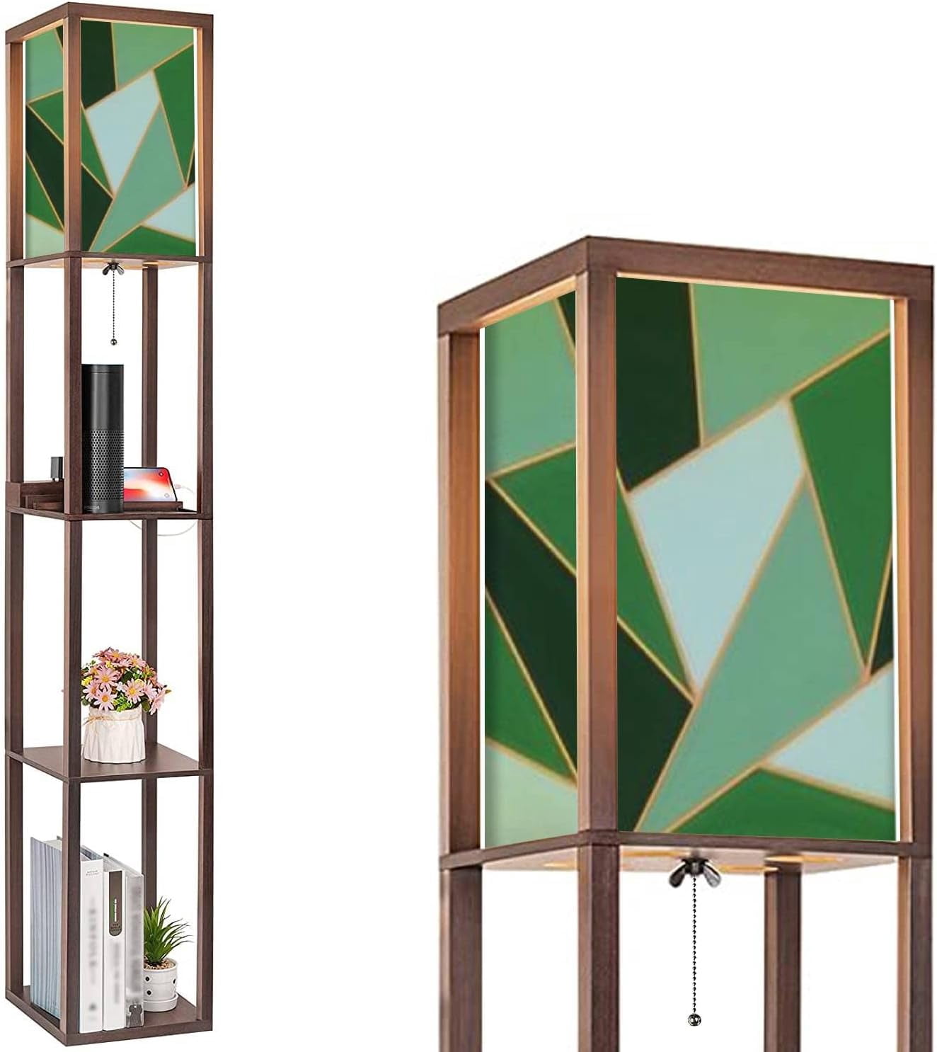 monochromatic geometric similar stained glass green shapes lines Floor ...