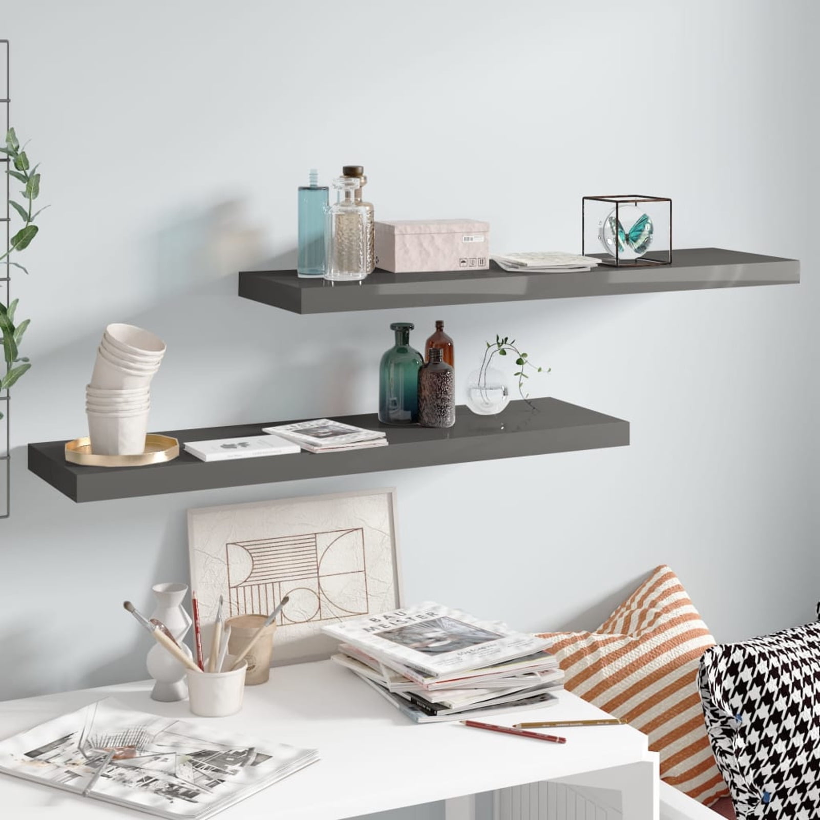 moobody 2 Piece Shelves MDF Wall Mounted Shelf Photo Display Stand ...