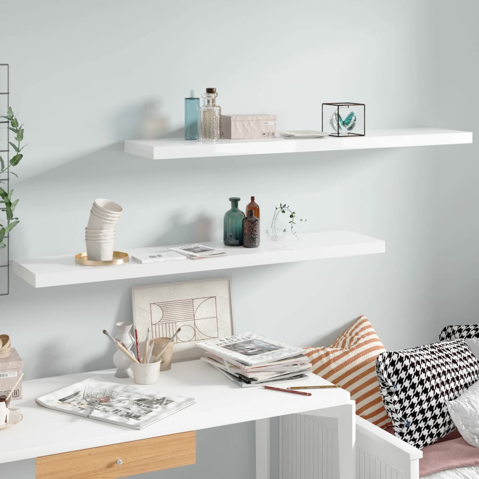 moobody 2 Piece Shelves MDF Wall Mounted Shelf Photo Display Stand ...