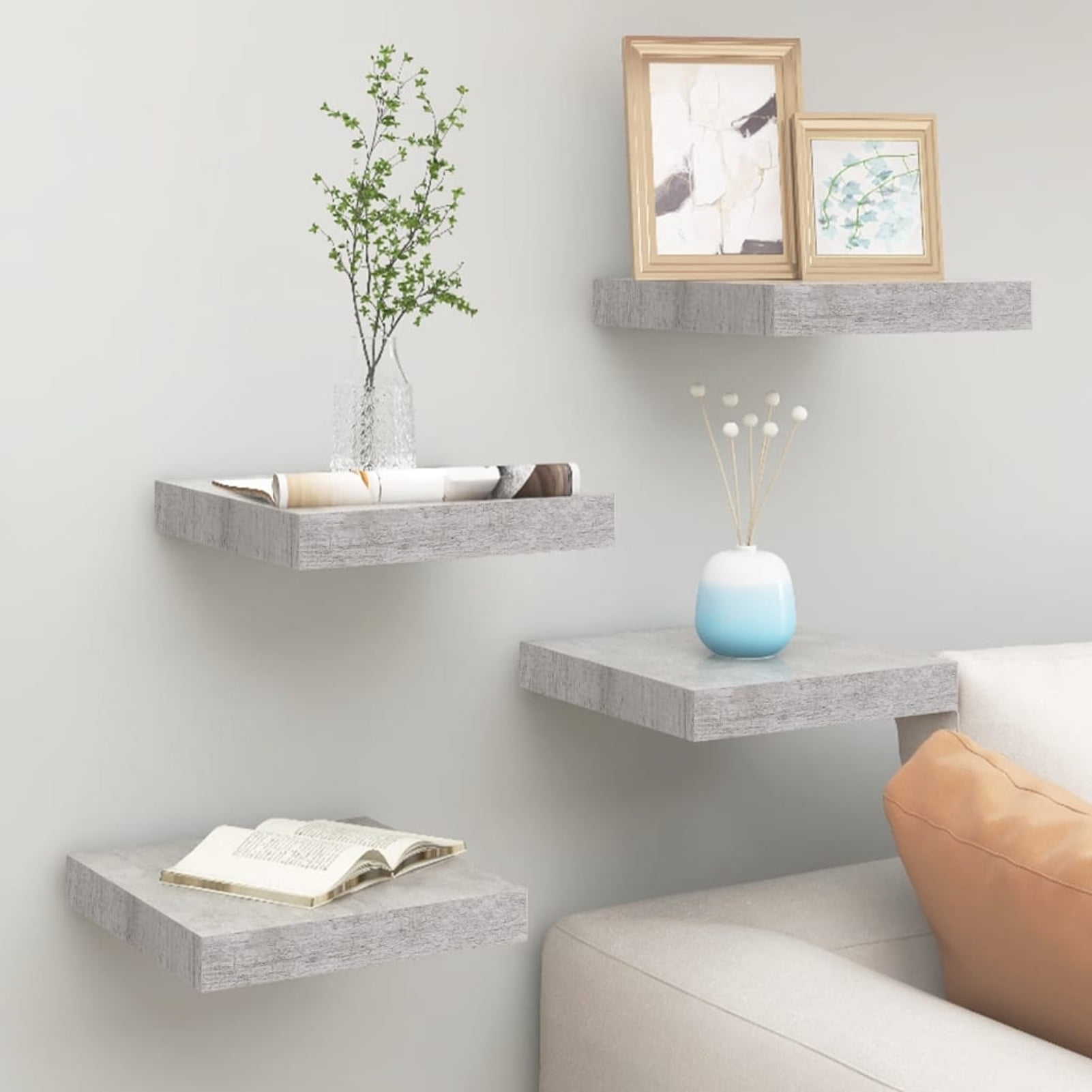 moobody 4 Piece Shelves MDF Wall Mounted Shelf Photo Display Stand ...