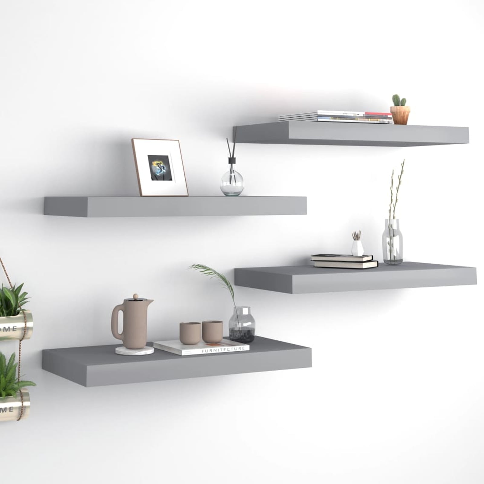 moobody 4 Piece Shelves MDF Wall Mounted Shelf Photo Display Stand ...