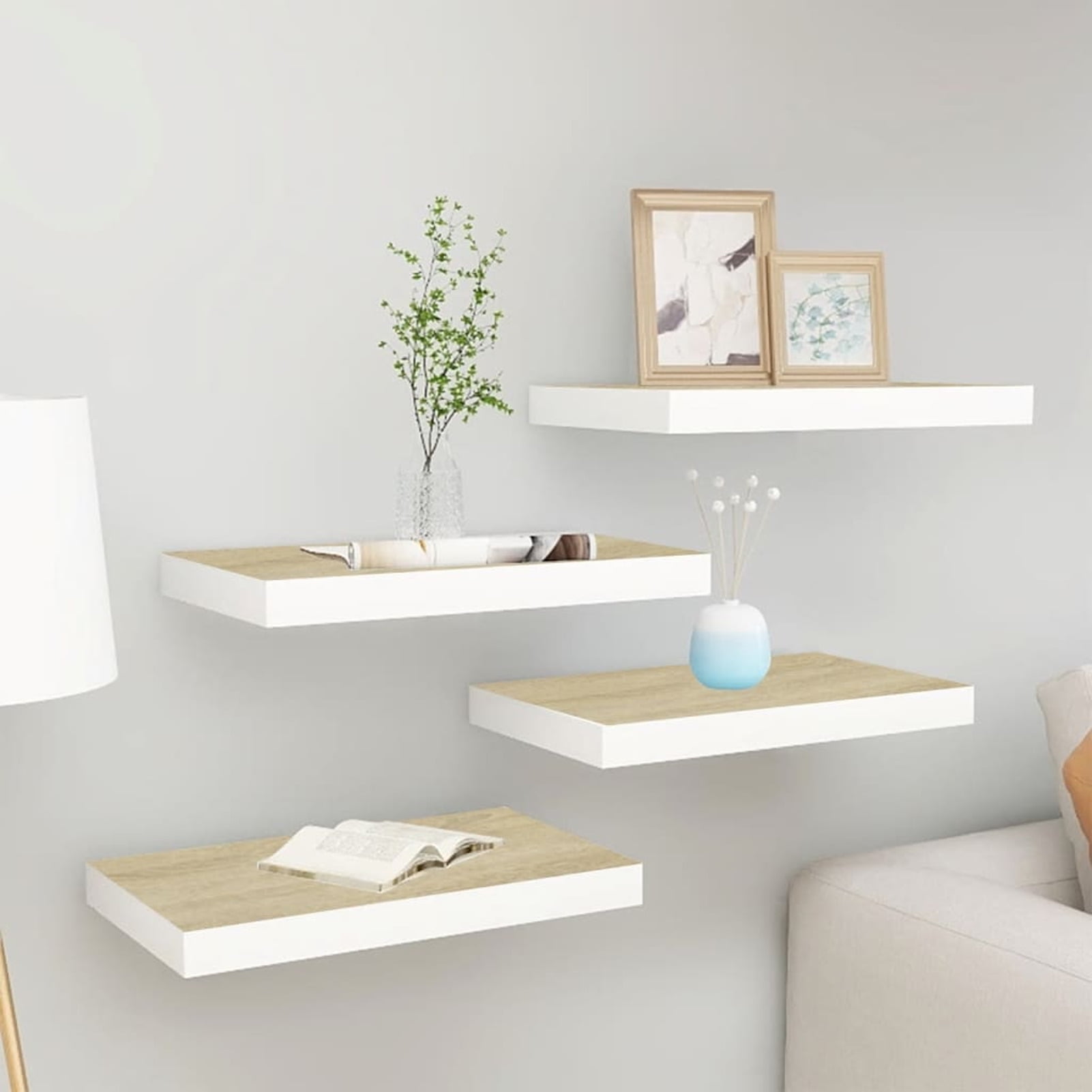 moobody 4 Piece Floating Shelves MDF Wall Mounted Shelf Photo Display ...
