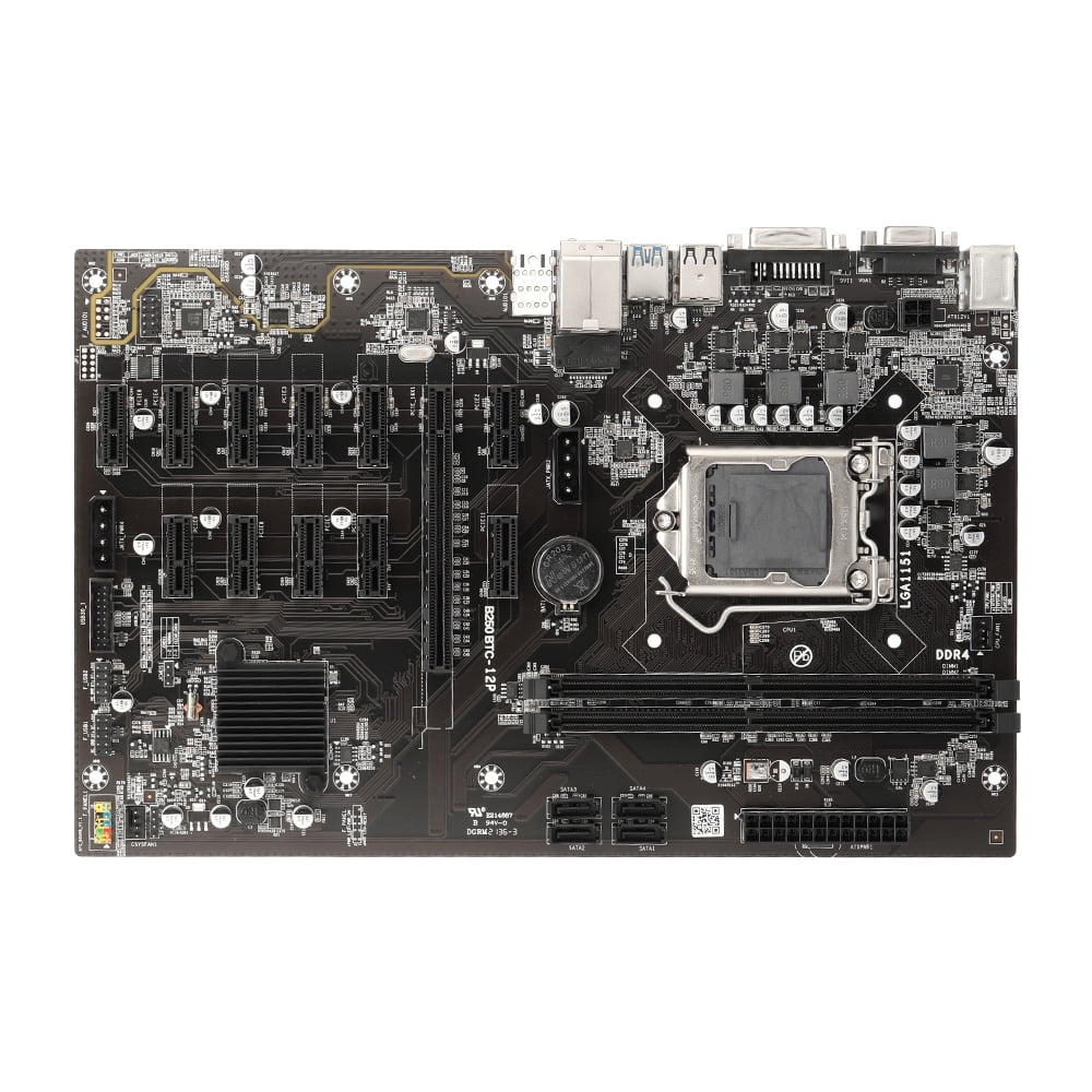 moobody B250 BTC-12P Motherboard with DDR4 Memory Slots, VGA+DVI Ports ...