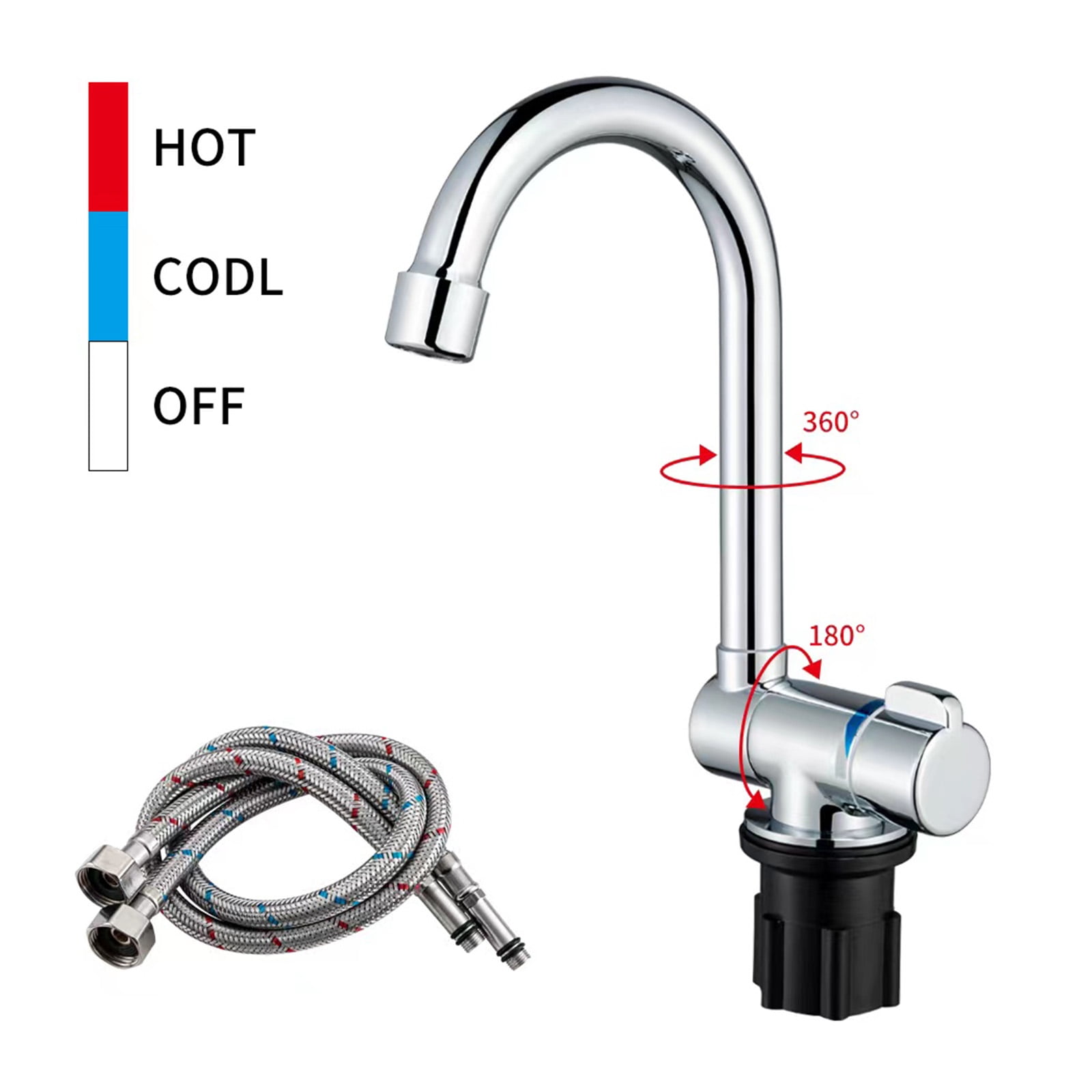 moobody Folding Kitchen Faucet, Single Handle Basin Mixer Tap, Polish ...
