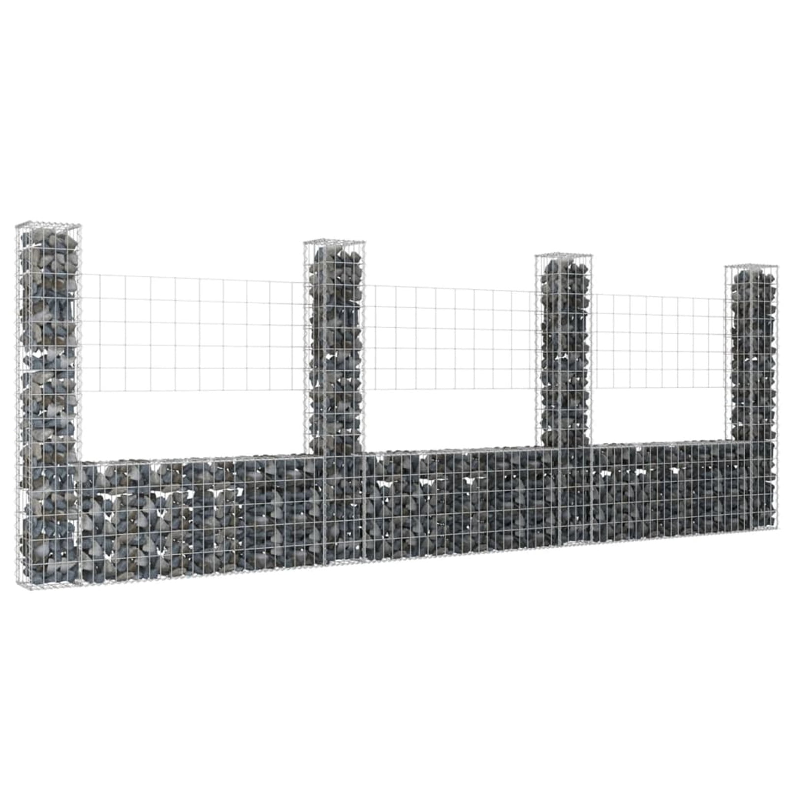 moobody U-Shape Gabion Basket with 4 Posts, Iron Mesh Grid Gabion Wall ...