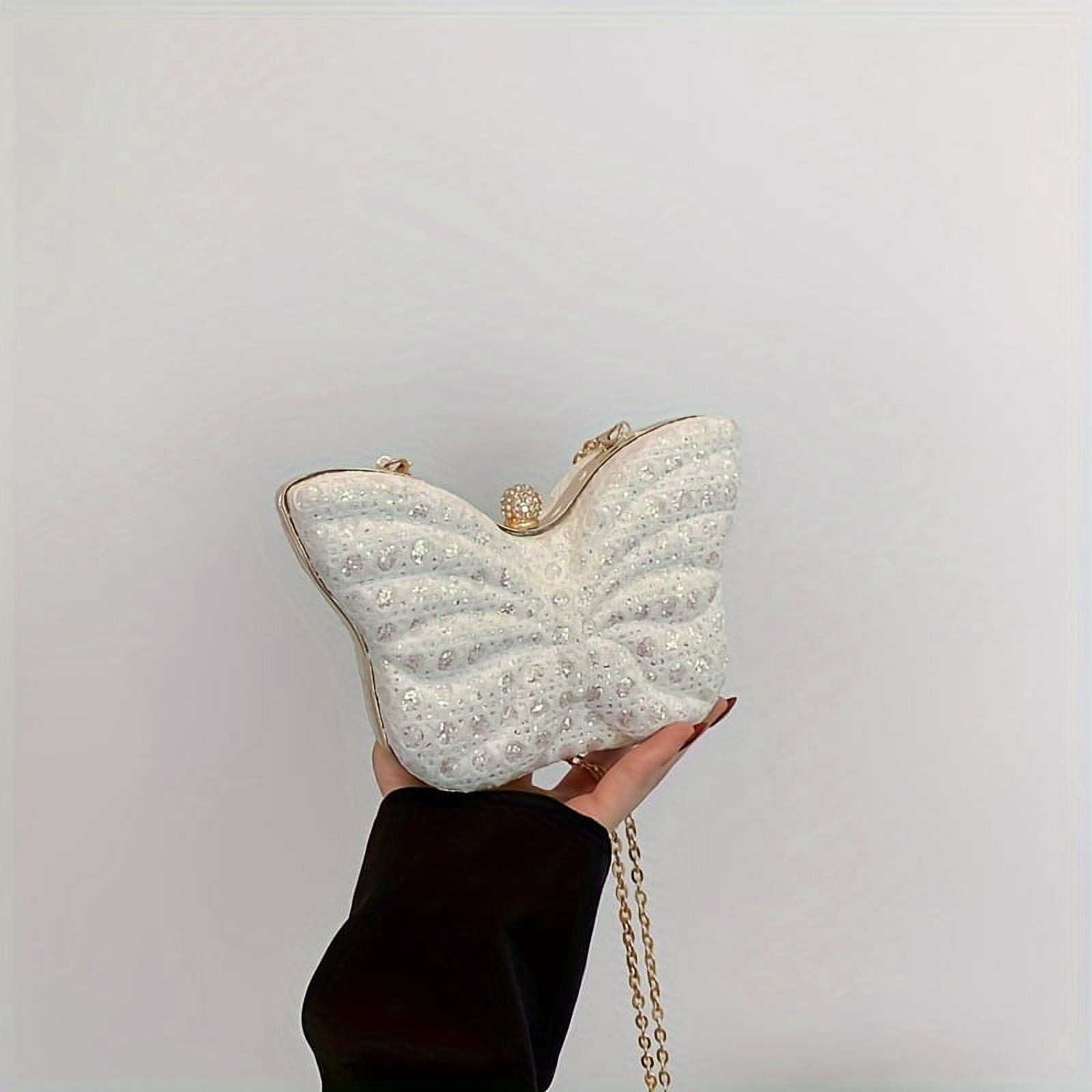 moocr Butterfly-Shaped Mini Purse Chic Sparkling Shoulder Bag With ...