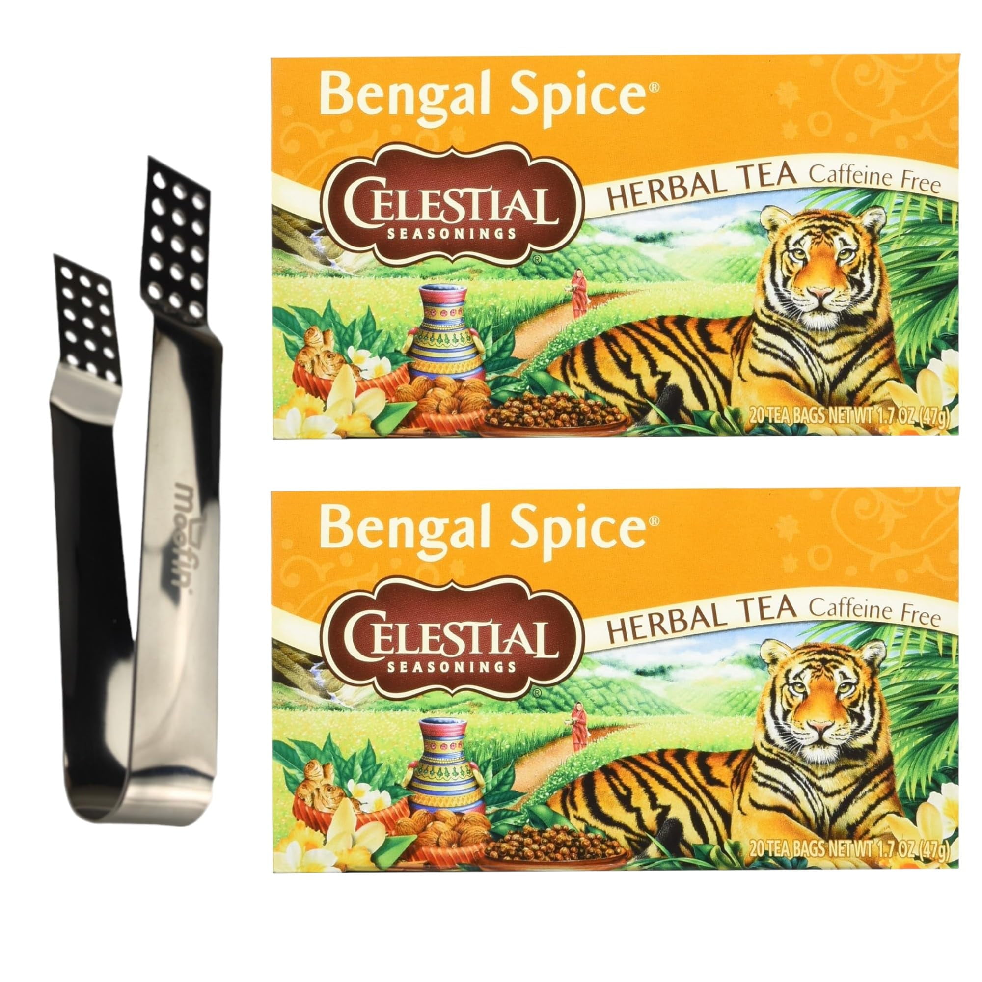 moofin Celestial Seasoning Bengal YPF5 Spice Tea, 1.7 Oz [20 Count], Bundled with Silver Tea Bag ...