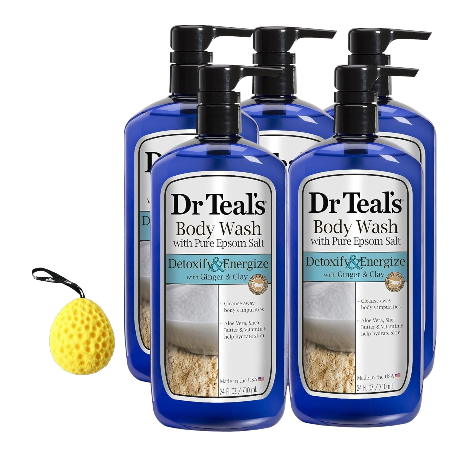 moofin Salt Body Wash, XEF1 24 Fl Oz Bundle Bath Sponge, Luxurious ...