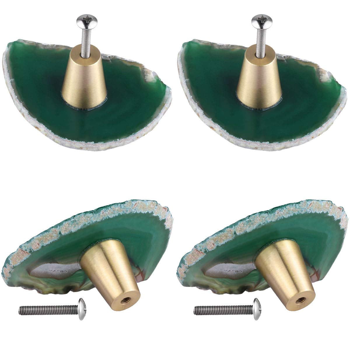 mookaitedecor Agate Slice Cabinet Knobs with Screws Set of 4, Drawer Pull Handles Dresser ...