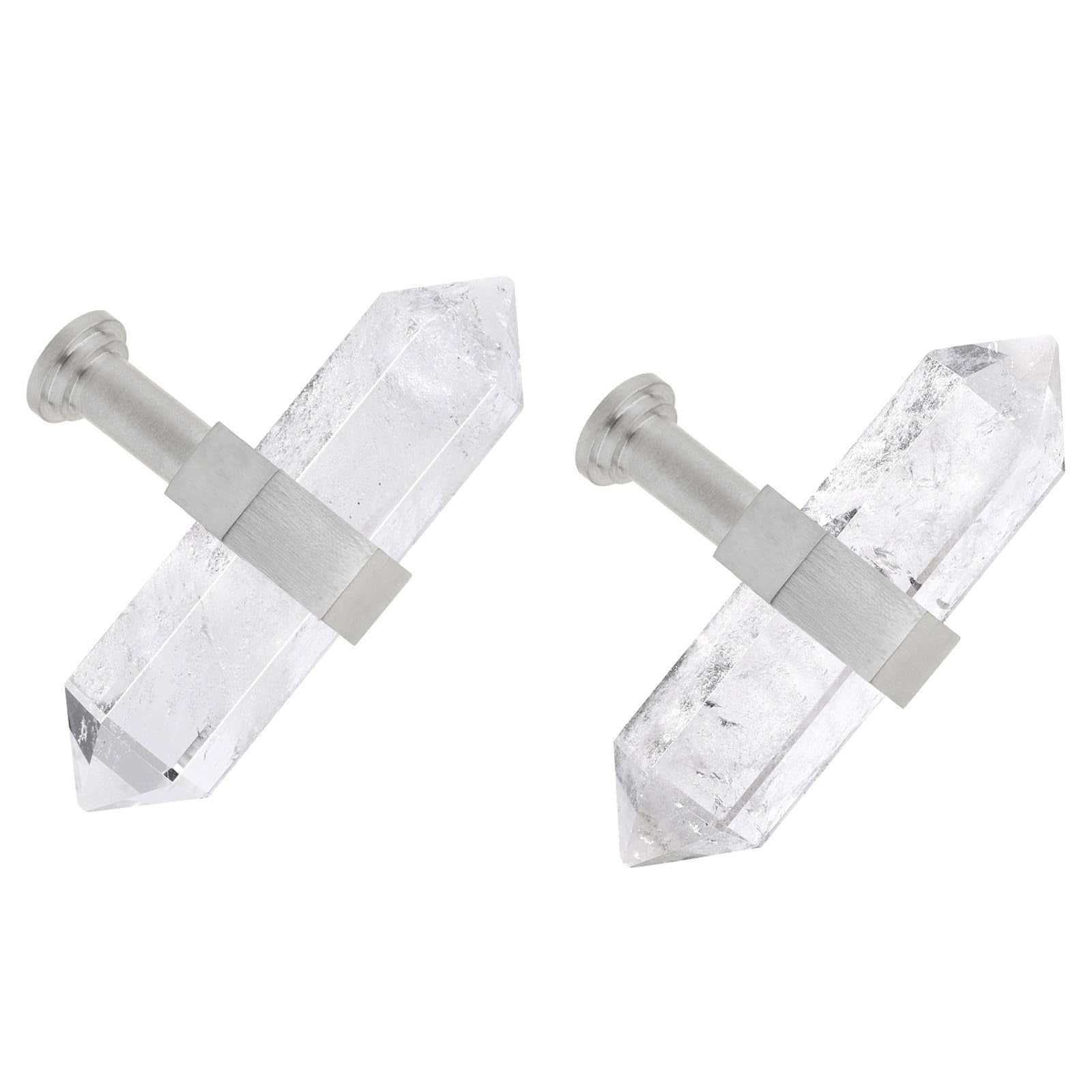 mookaitedecor Set of 2 Rock Quartz Double Crystal Points Drawer Knobs ...