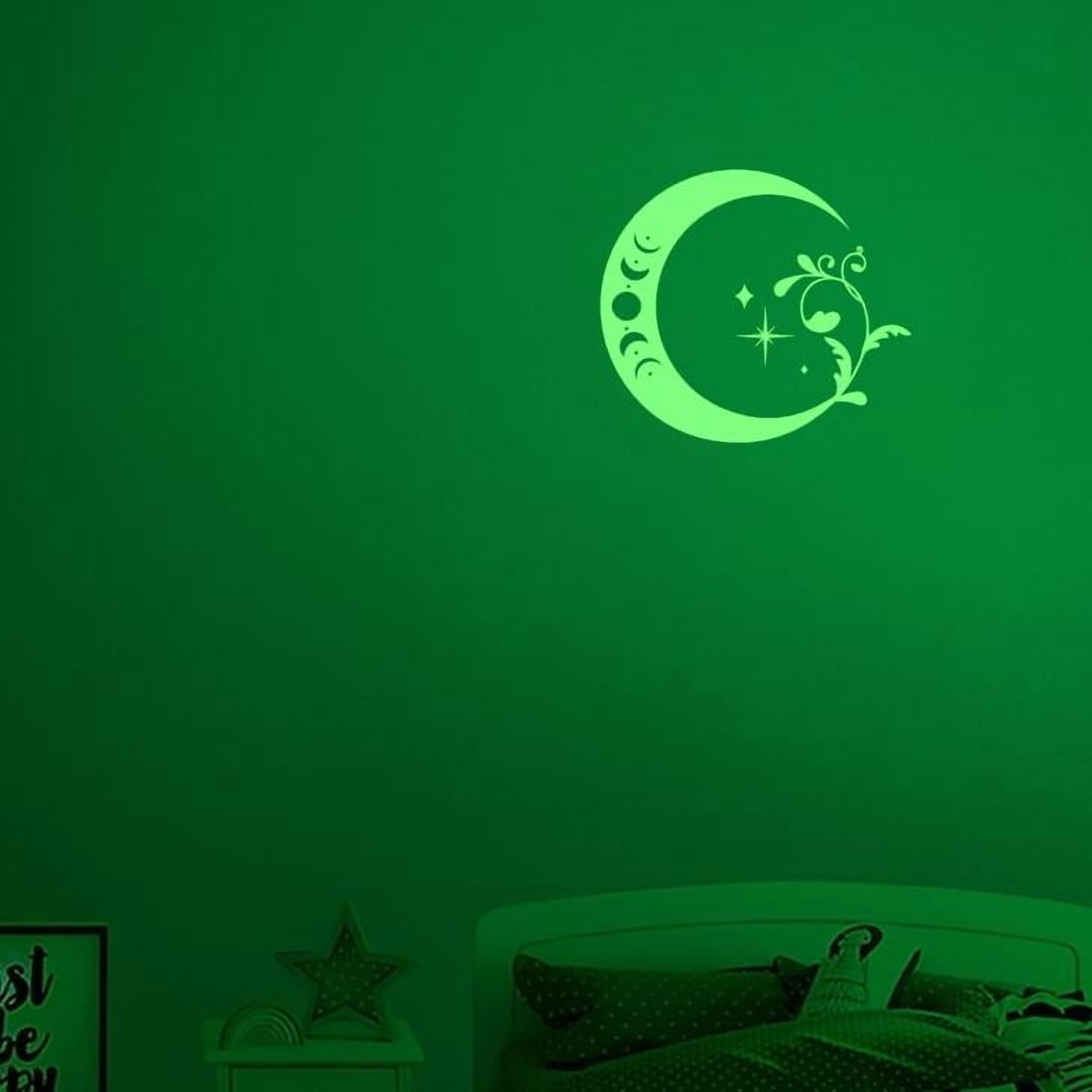 moon phases with Flower and stars Vinyl Decal Sticker Luminescent Neon ...