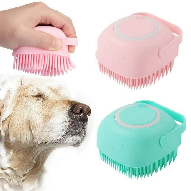 moopom Bath Brush Scrubber Soft Silicone Pet Shower Grooming Shampoo ...