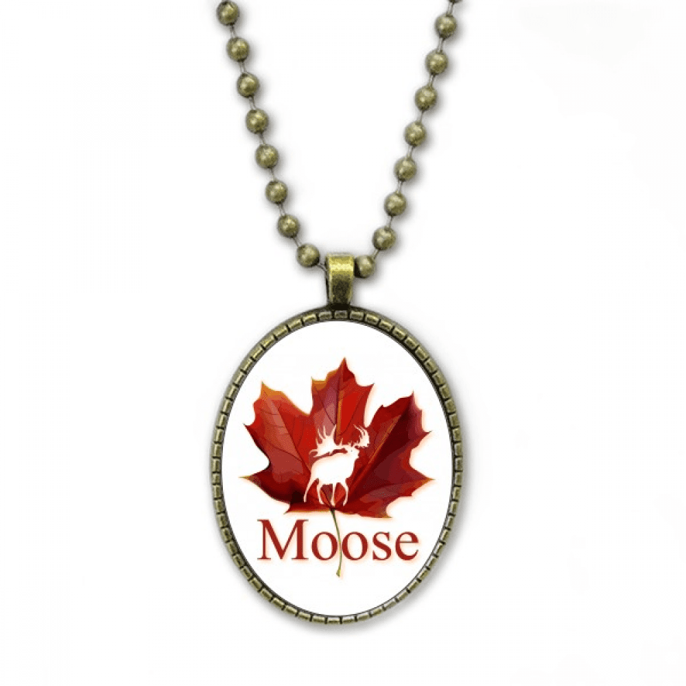 moose outline maple necklace vintage chain bead pendant jewelry ...
