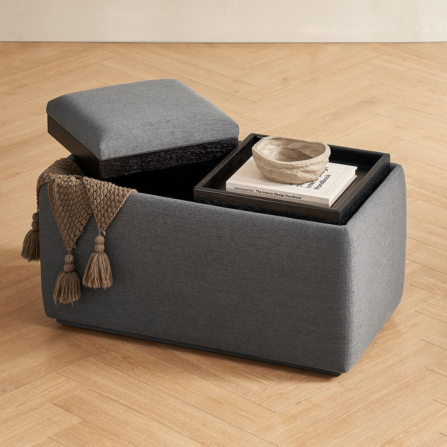 mopio Levi Storage Bench with Reversible Tray, Modern Storage Coffee ...