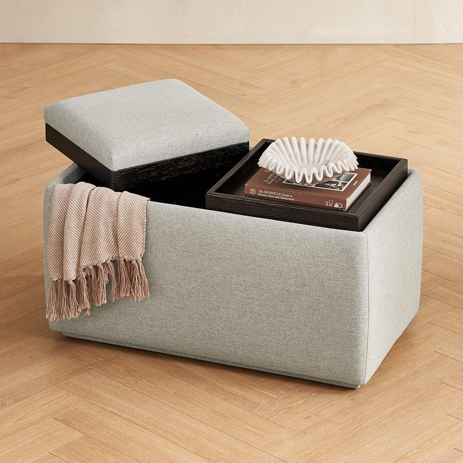 mopio Levi Storage Bench with Reversible Tray, Modern Storage Coffee ...