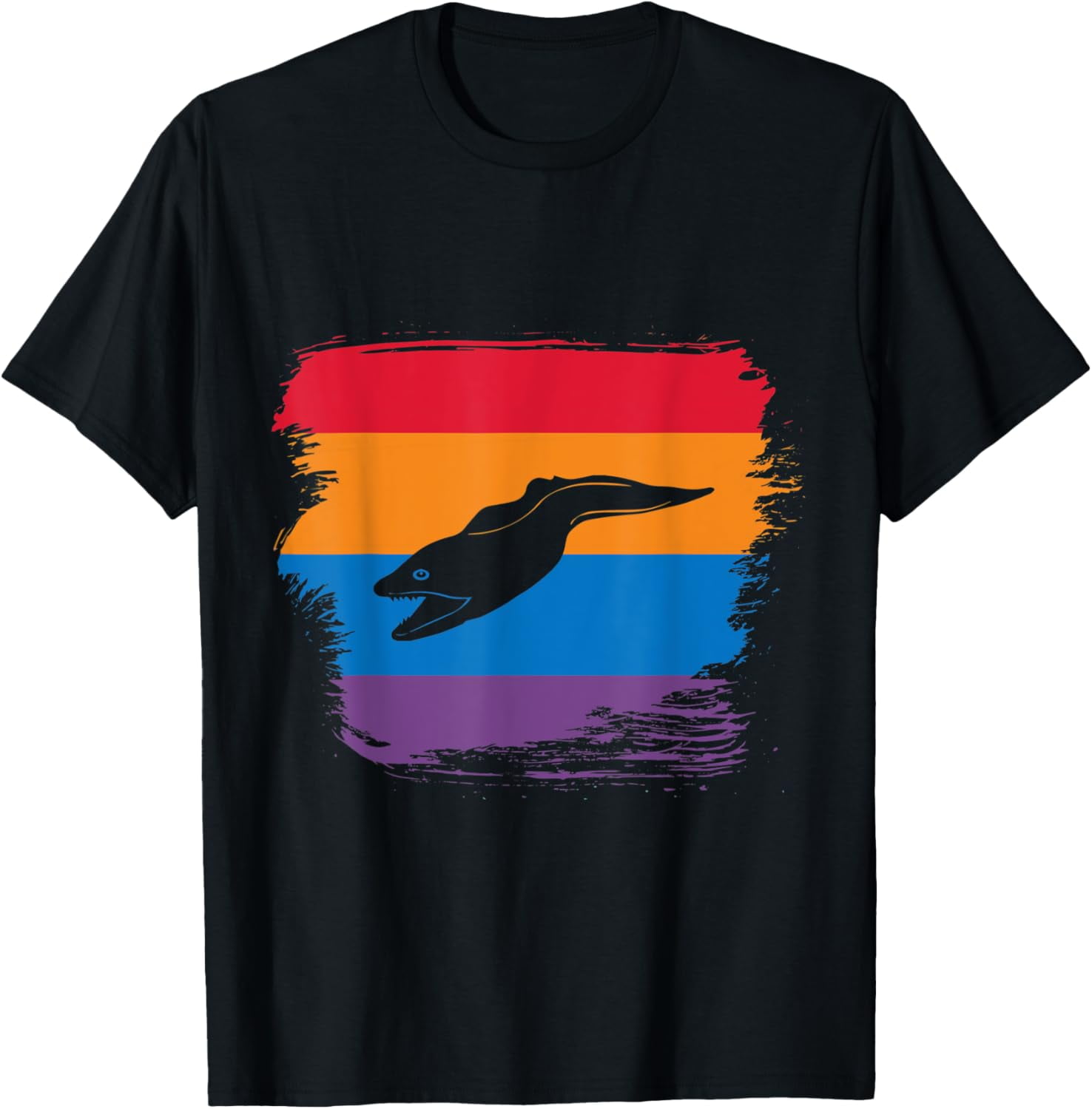 moray eel Shadow silhouette with colorful Flag T-Shirt men and women ...
