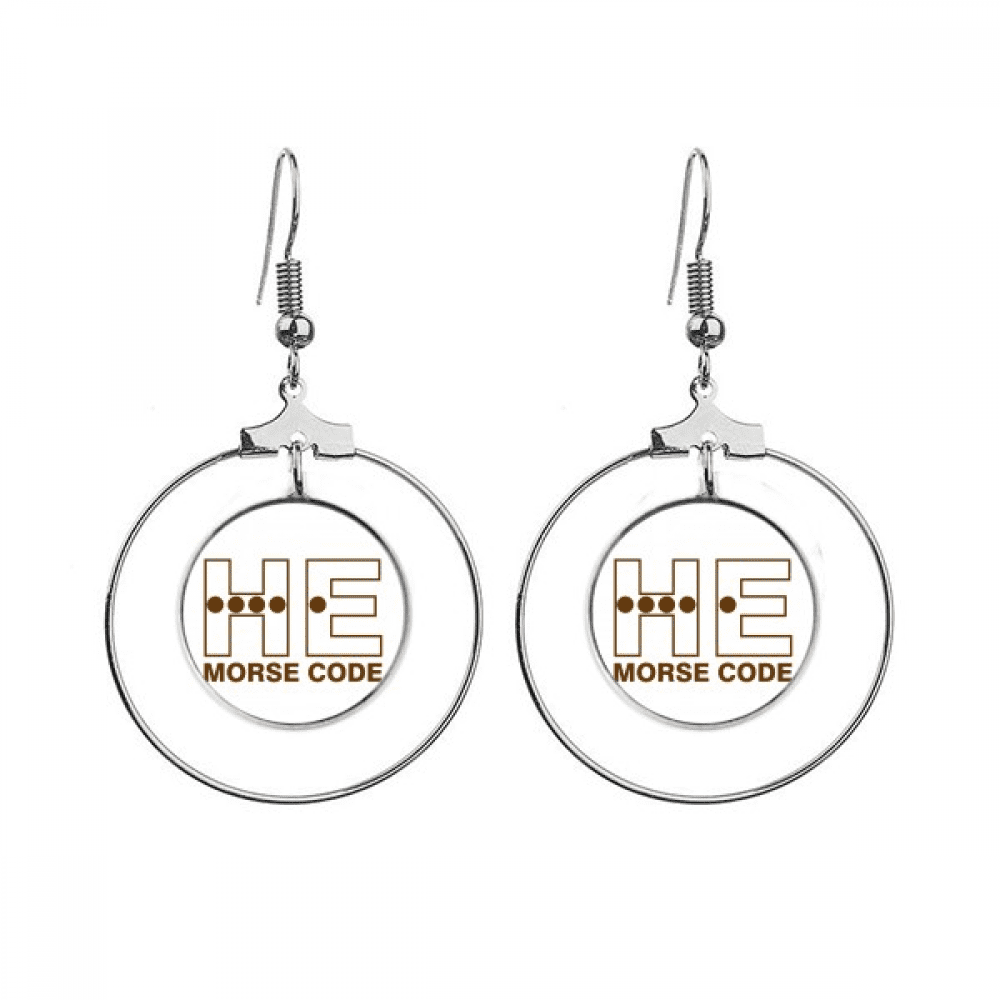 morse code he point-line expressions earrings dangle hoop jewelry drop ...