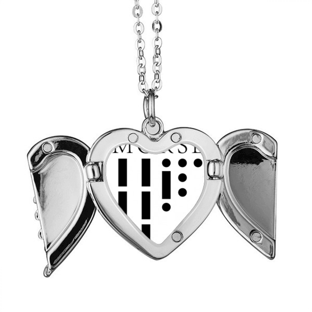 morse code point-line representation angel wings necklpendant fashion ...
