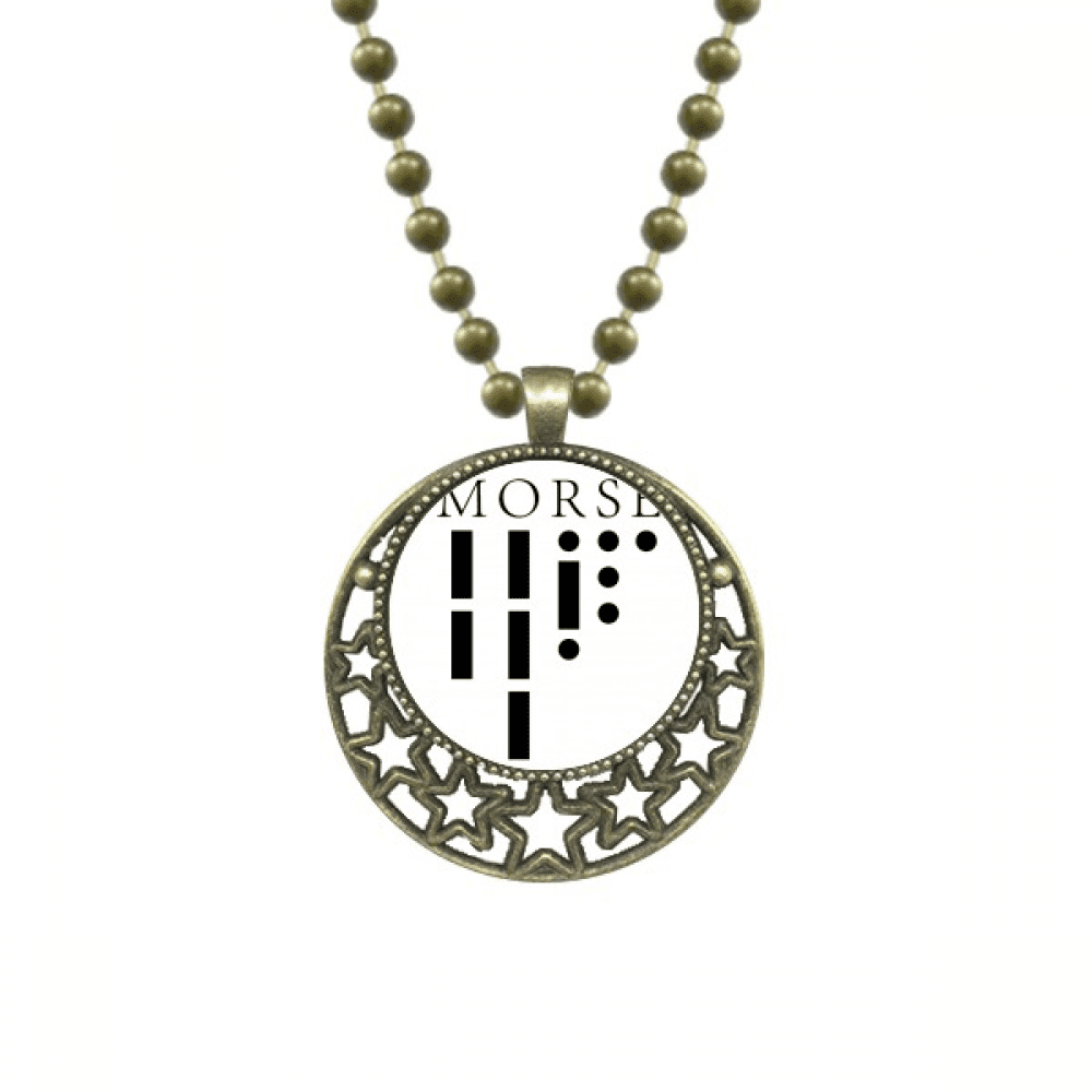 morse code point-line representation pendant star necklmoon chain ...