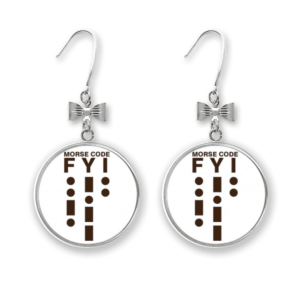 morse code reference points lines bow earrings drop stud pierced hook ...