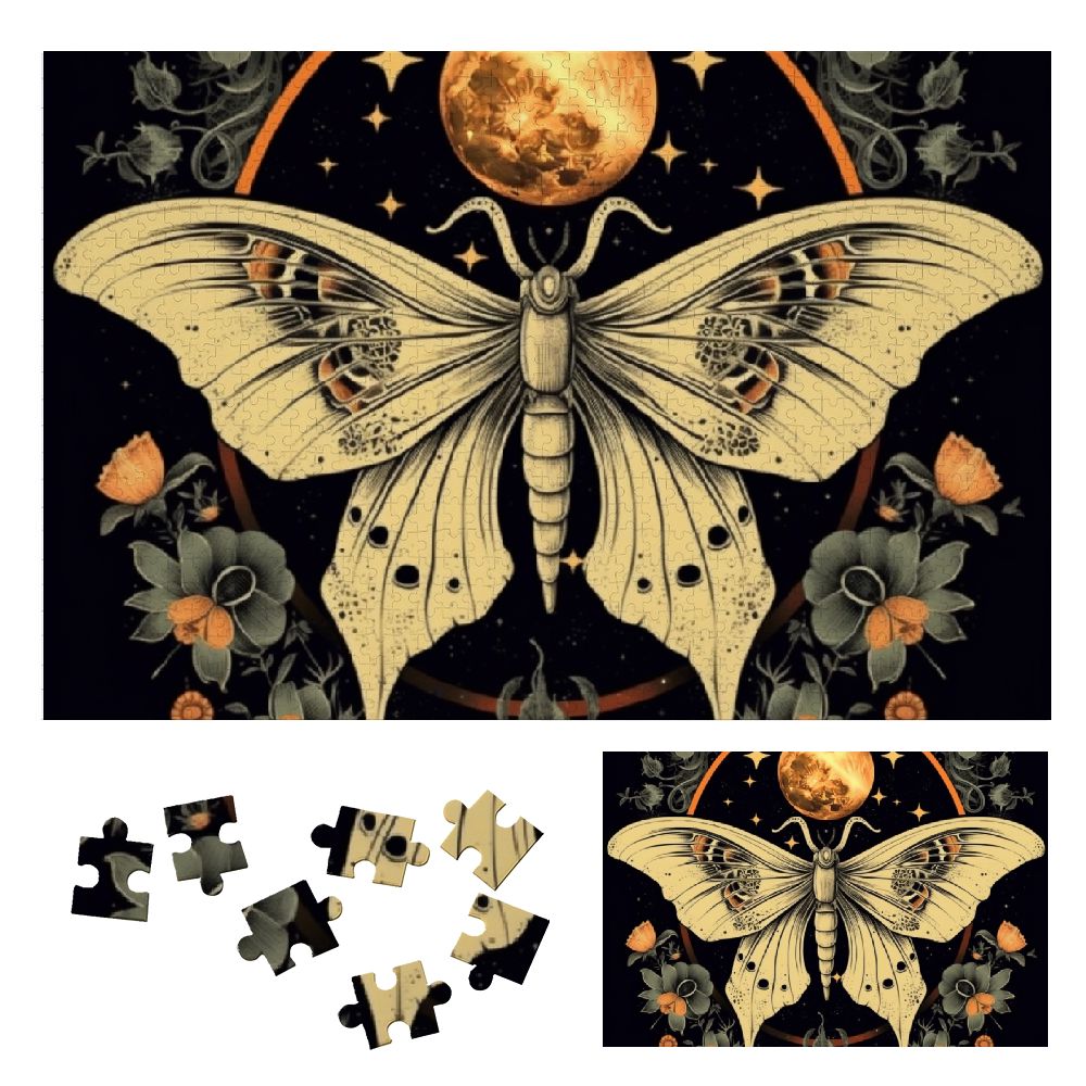 moth crescent moon stars Jigsaw Puzzles for Adults - Puzzle Crush ...