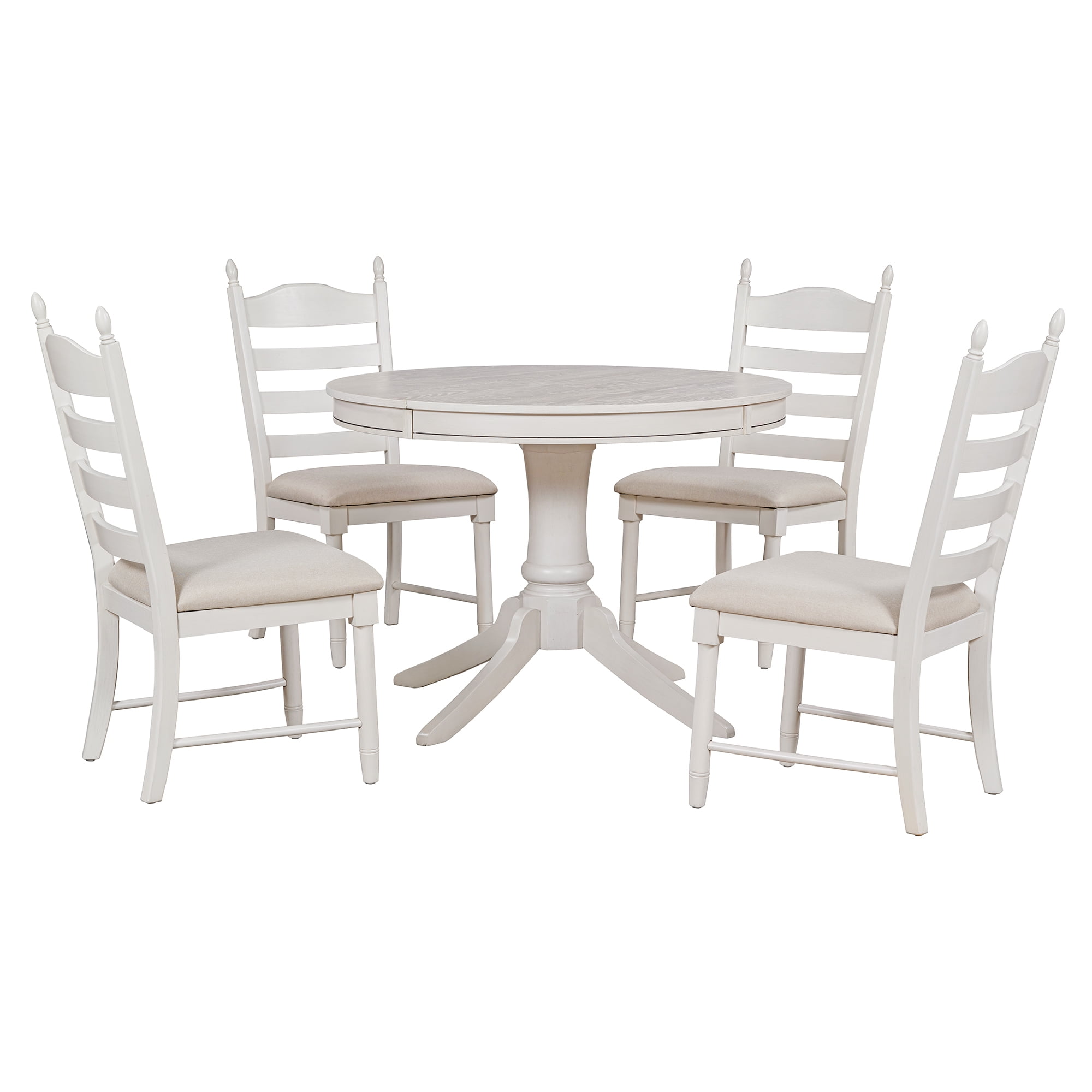 mteryoing 5-Piece Round Table Set With 4 Chairs Thick Tabletop Counter ...
