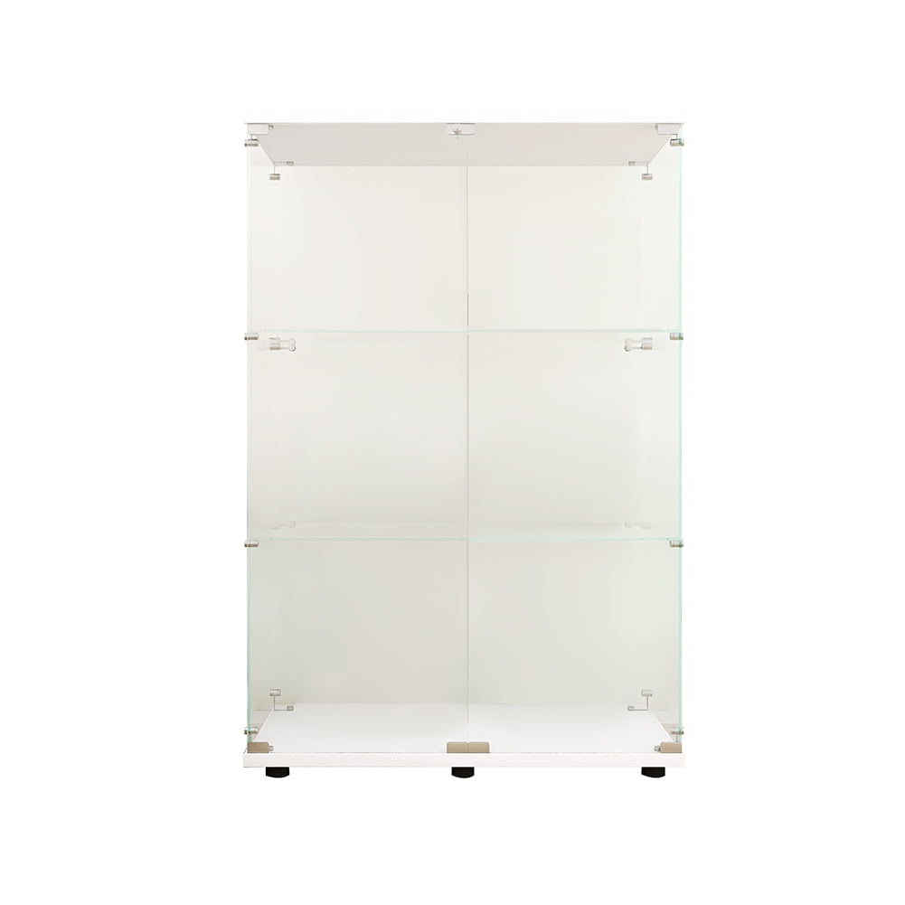 mteryoing Glass Display Cabinet 3-Shelf Case With 2 Doors Floor ...
