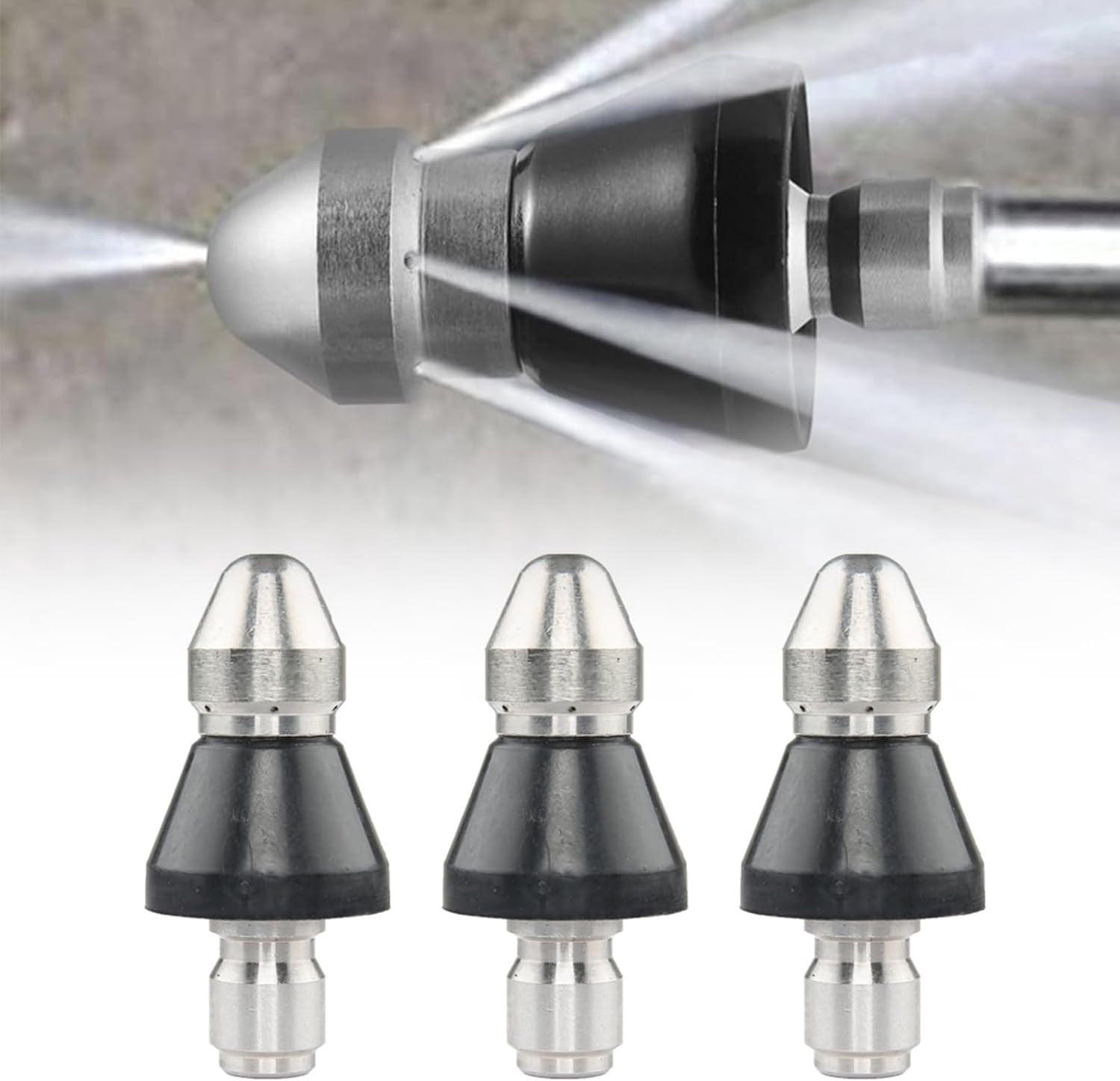 1/4 Inch Stainless Steel Sewer Jetter Nozzle Kit with 0° and 30° Jets ...