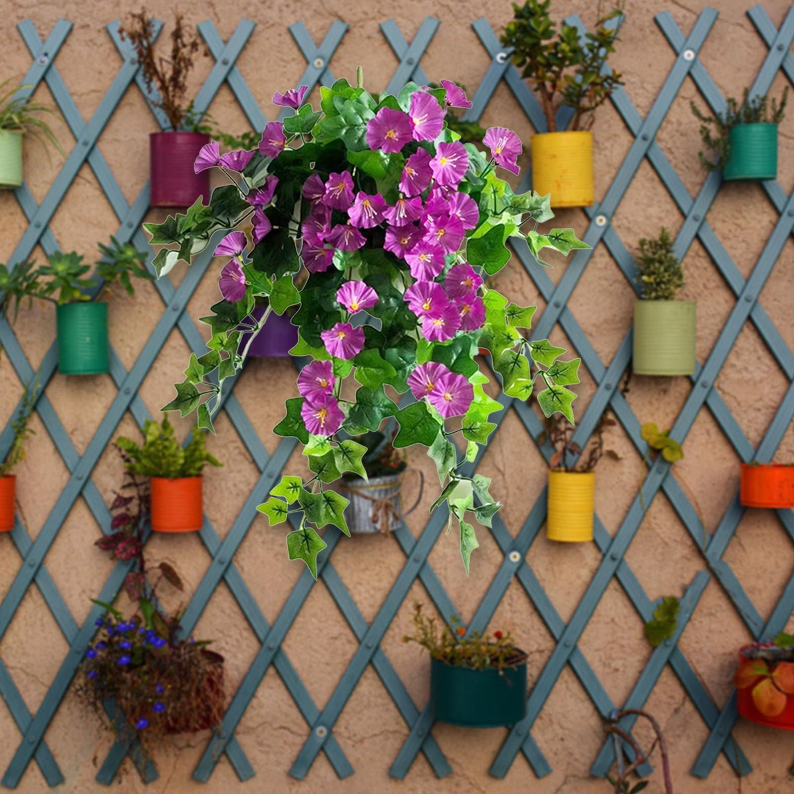mtvxesu 12-Branch Artificial Morning Glory Wall Hanging Silk Flower ...