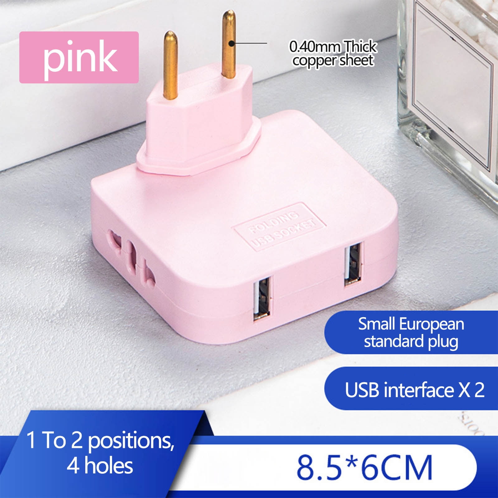 mtvxesu 180-Degree Rotating Folding Plug Adapter with Foldable Two ...