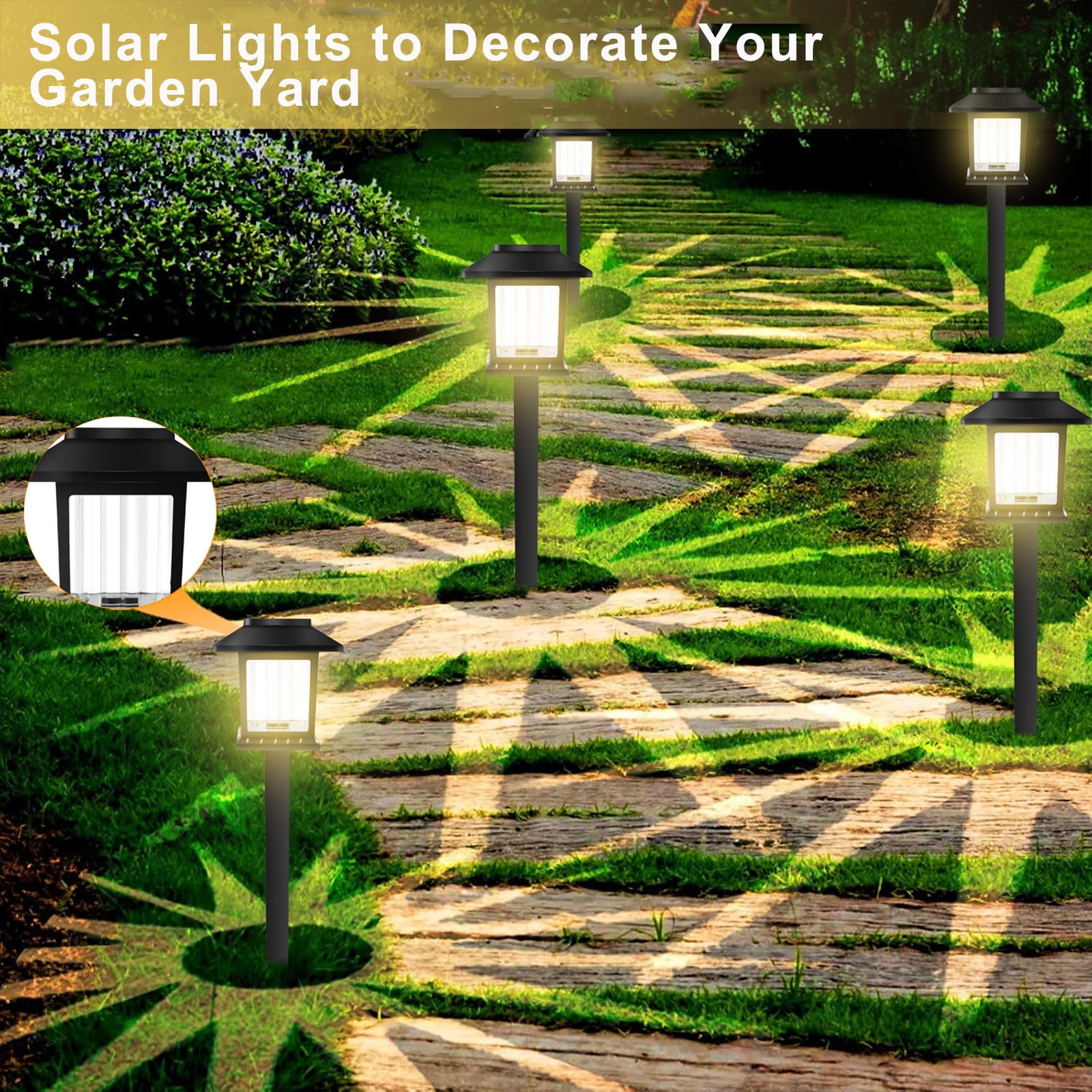 mtvxesu 2 Pack Solar Lights Outdoor Waterproof Led Garden Lights for ...