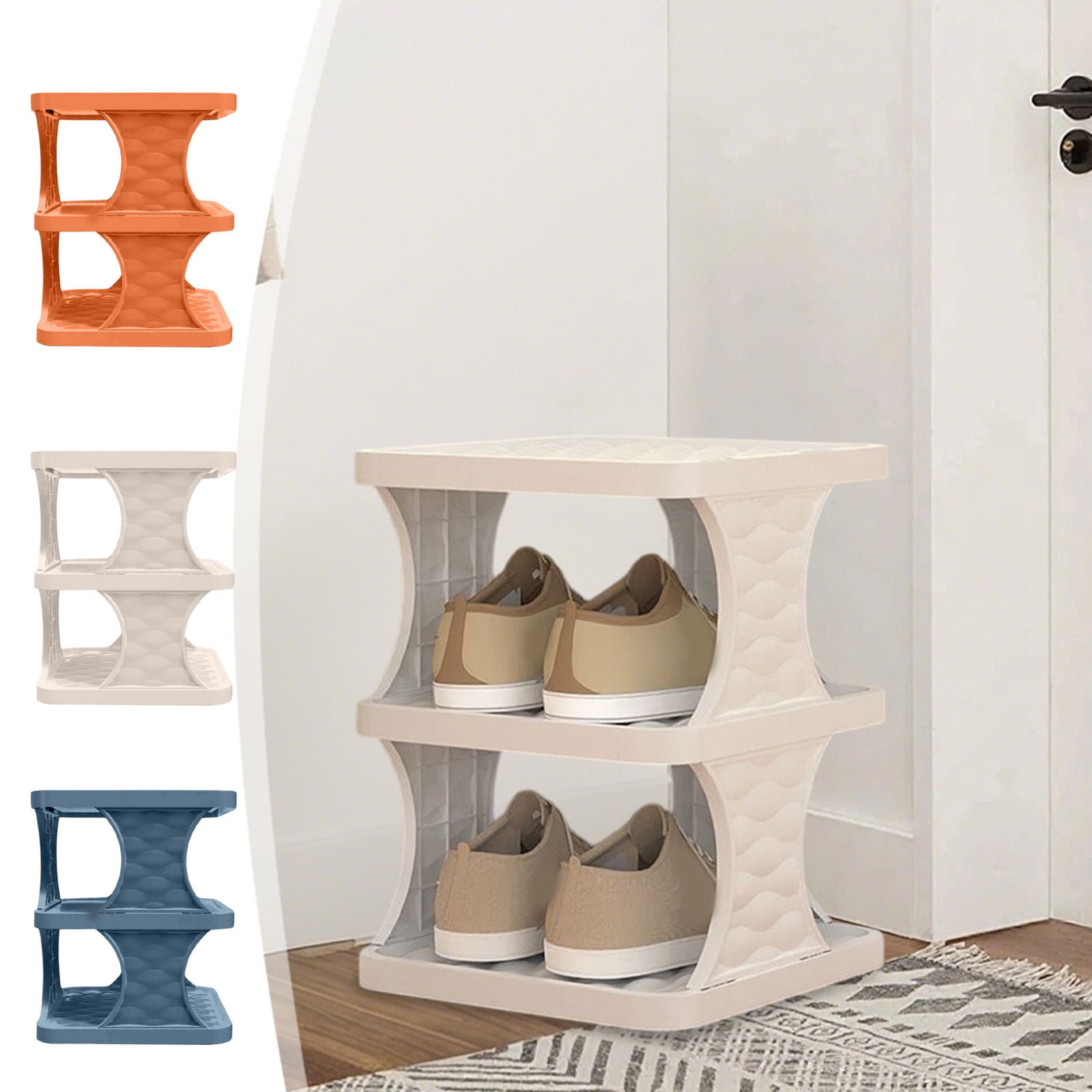 mtvxesu 3-Tier Plastic Shoe Rack, Easy Assembly Space-Saving Shoe Shelf ...