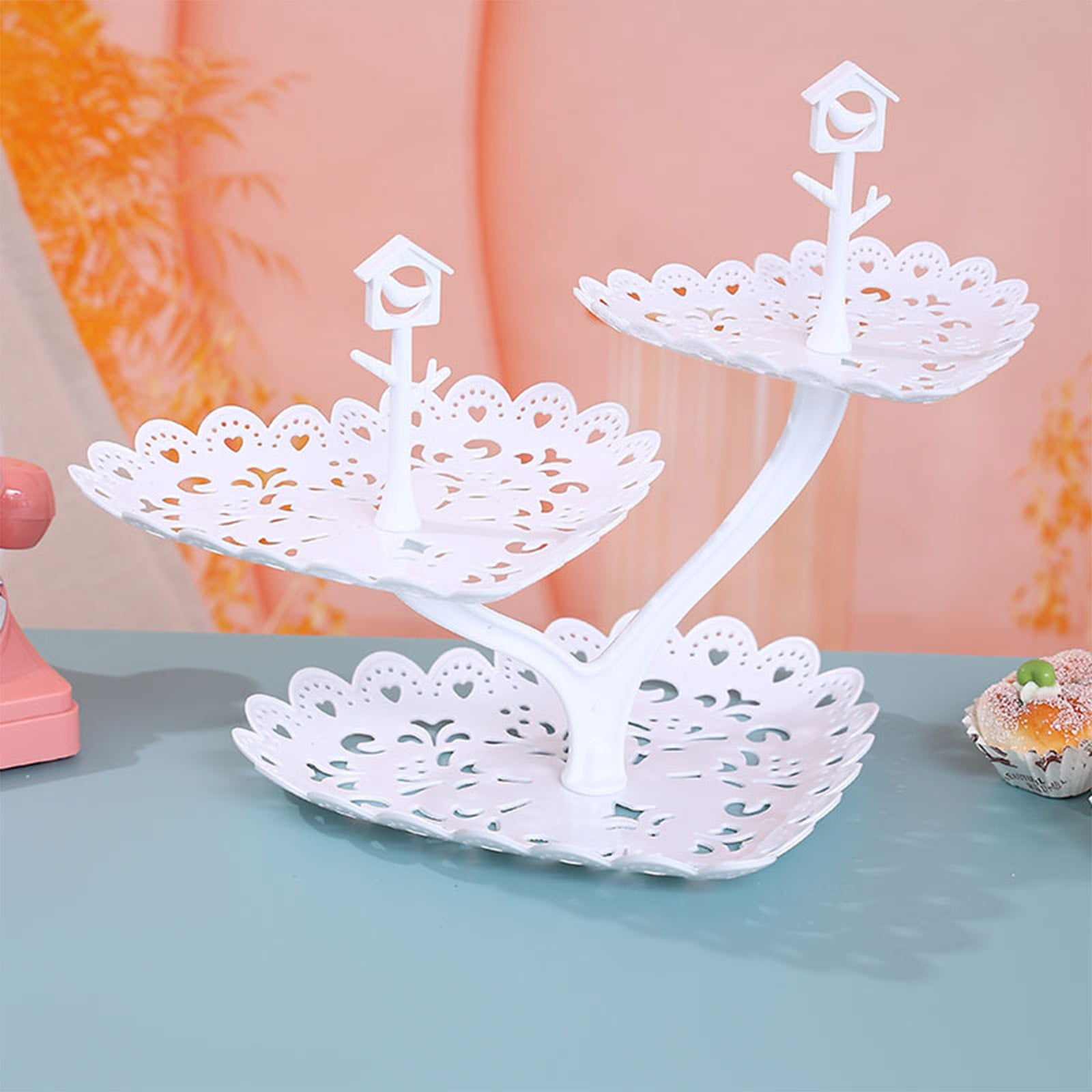 mtvxesu 3-Tier Transparent Plastic Dessert Stand - 12.2x9.84x9.84in ...
