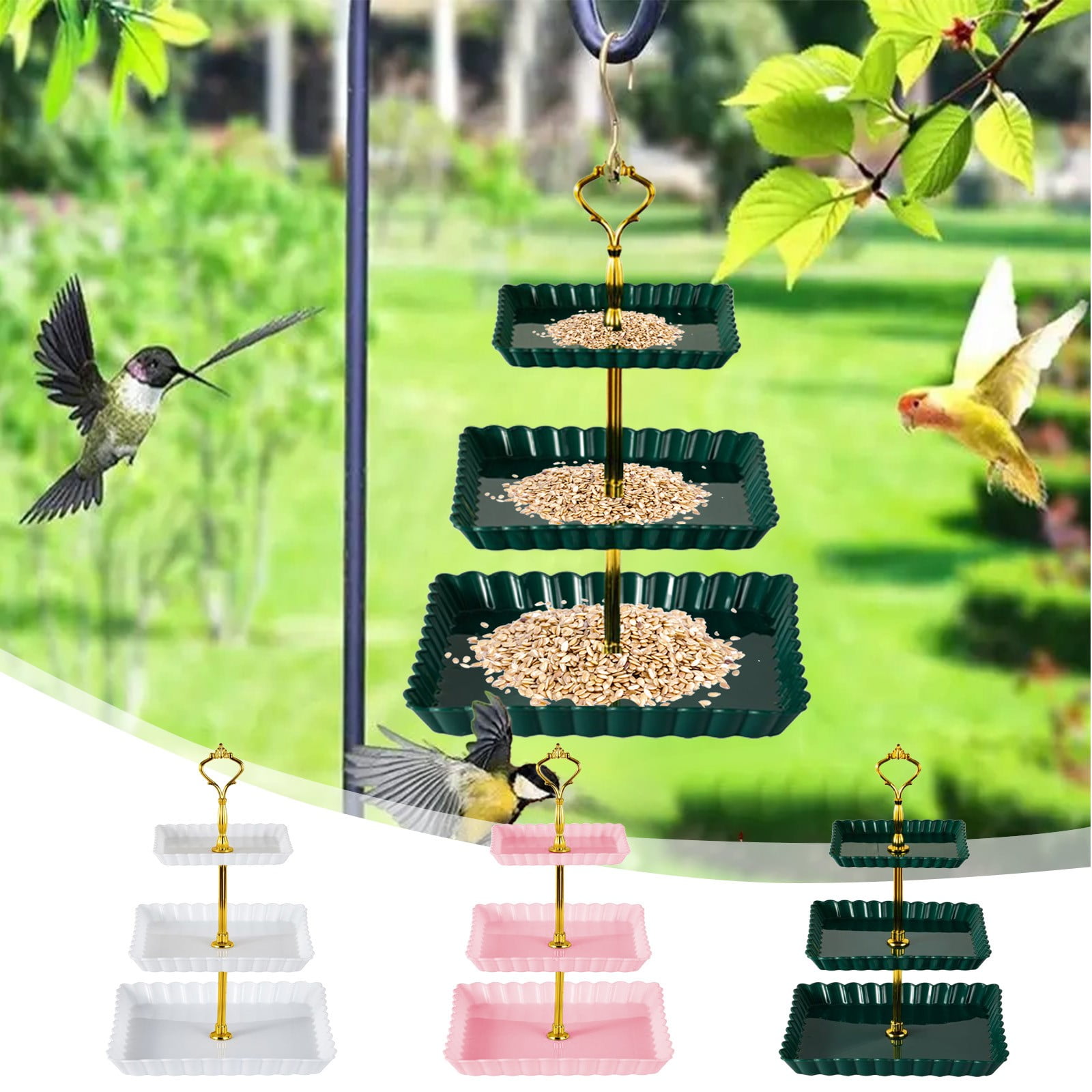 mtvxesu 9.25 Inch 10 Inch Hanging Glass Bird Bath Hummingbird Feeder ...