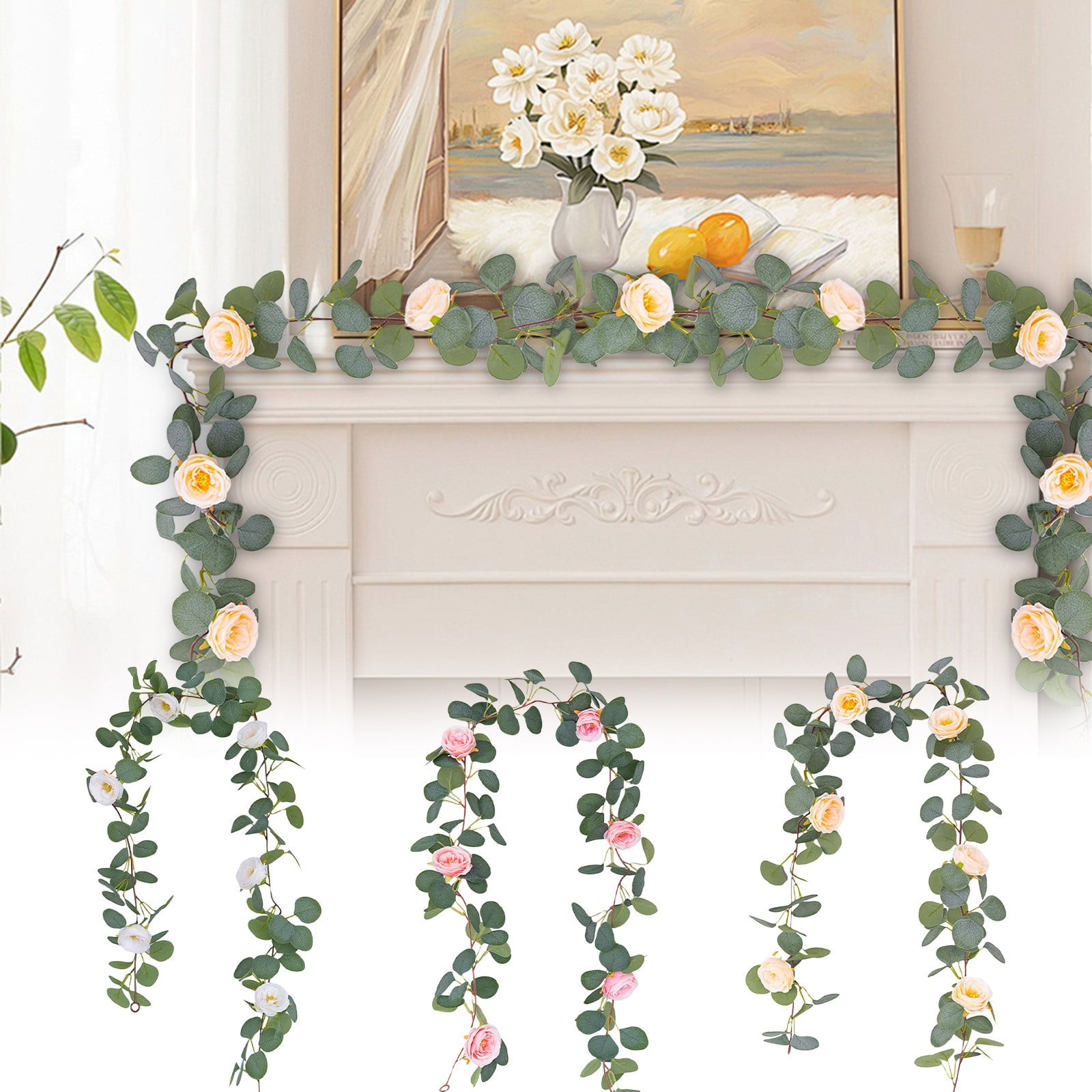 mtvxesu Artificial Flowers Indoor, 170CM Artificial Rose Vine with ...