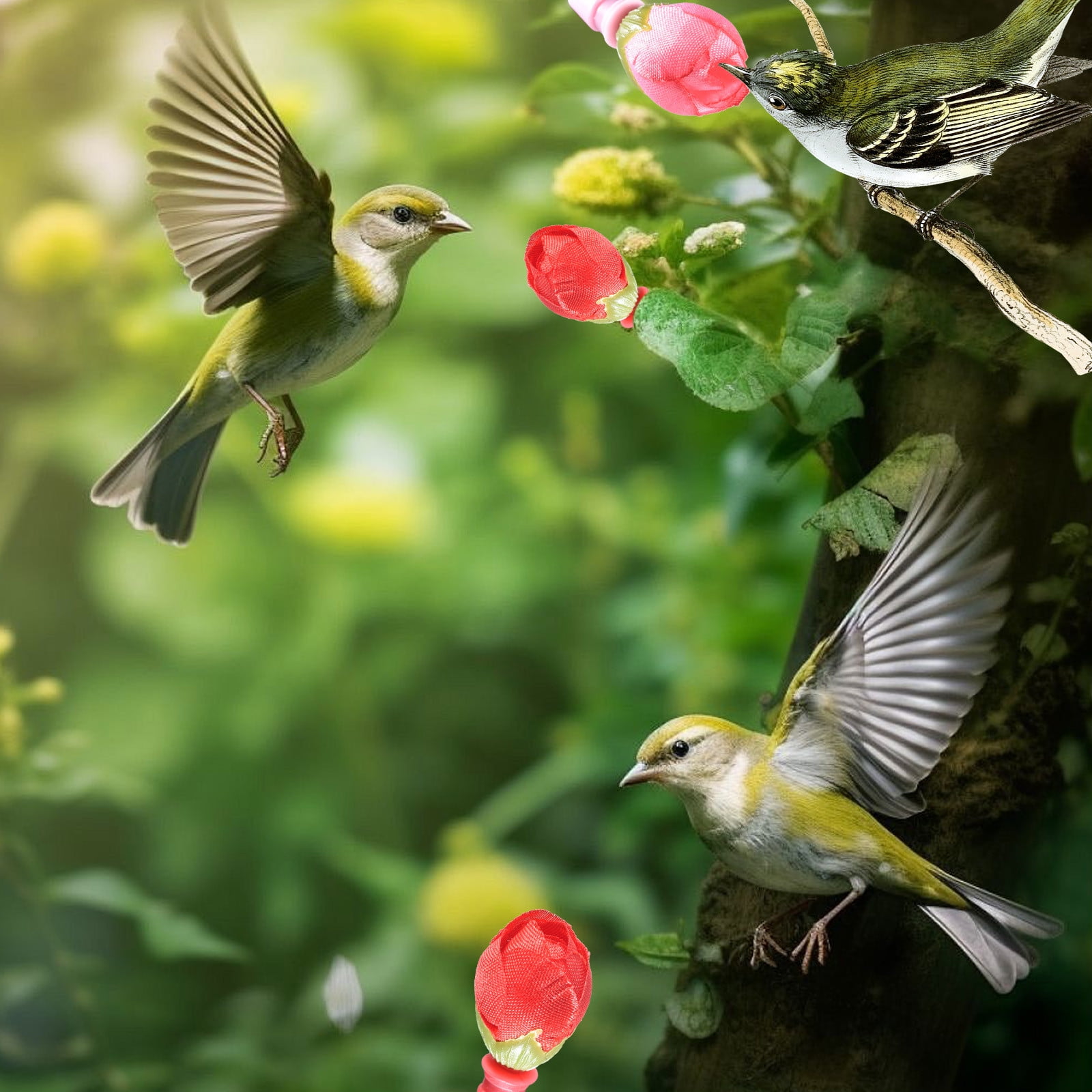 Realistic Artificial Hummingbird Feeder Flower Accessory for Attracting ...