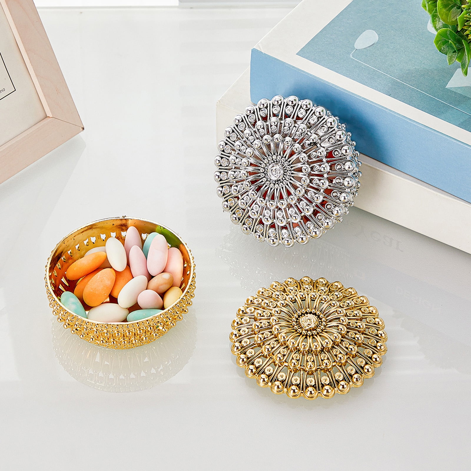 mtvxesu Clear Plastic Storage Bins, Personalized Hollow Gold & Silver ...