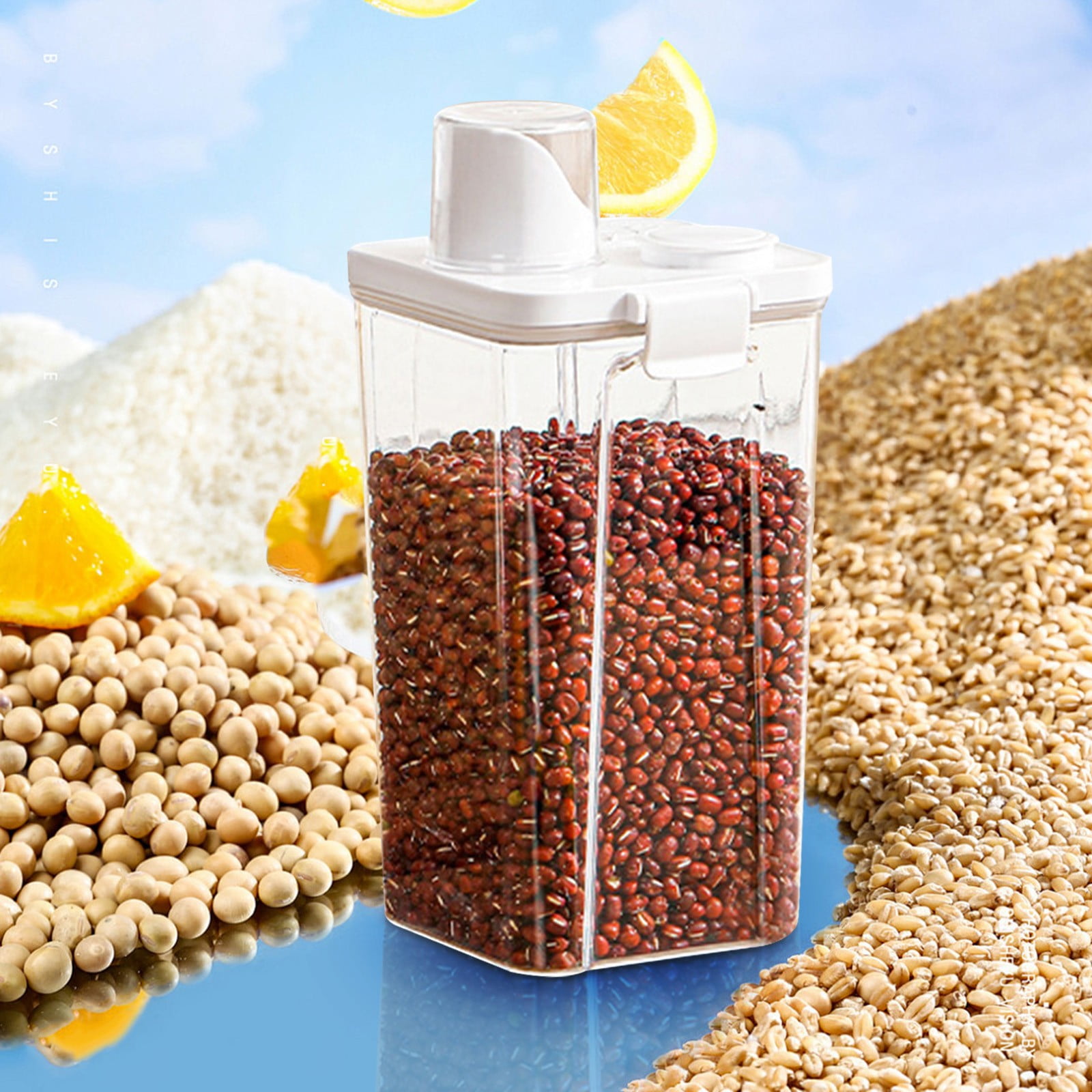 mtvxesu Clear Storage Bins, Japanese Style Five Grain Storage Box, Food ...