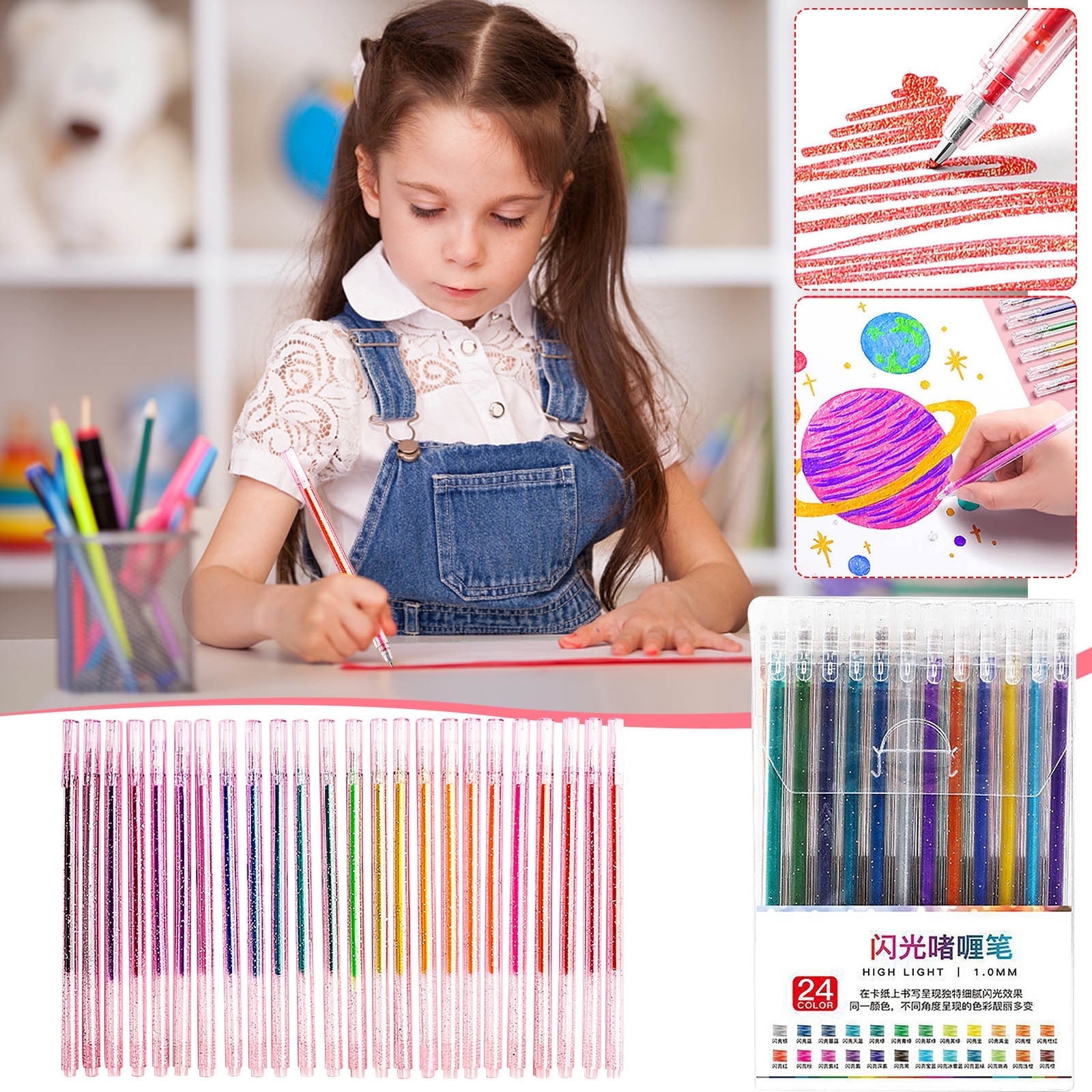 mtvxesu Colored Pencils, 24 PCS Colorful Glitter Gel Pen Colorful Pen ...