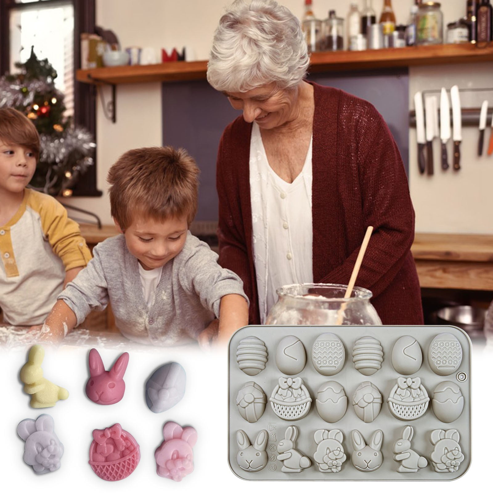 mtvxesu Easter Mold, 18 Rabbits Mould, Cake Chocolate Cookies Baking ...