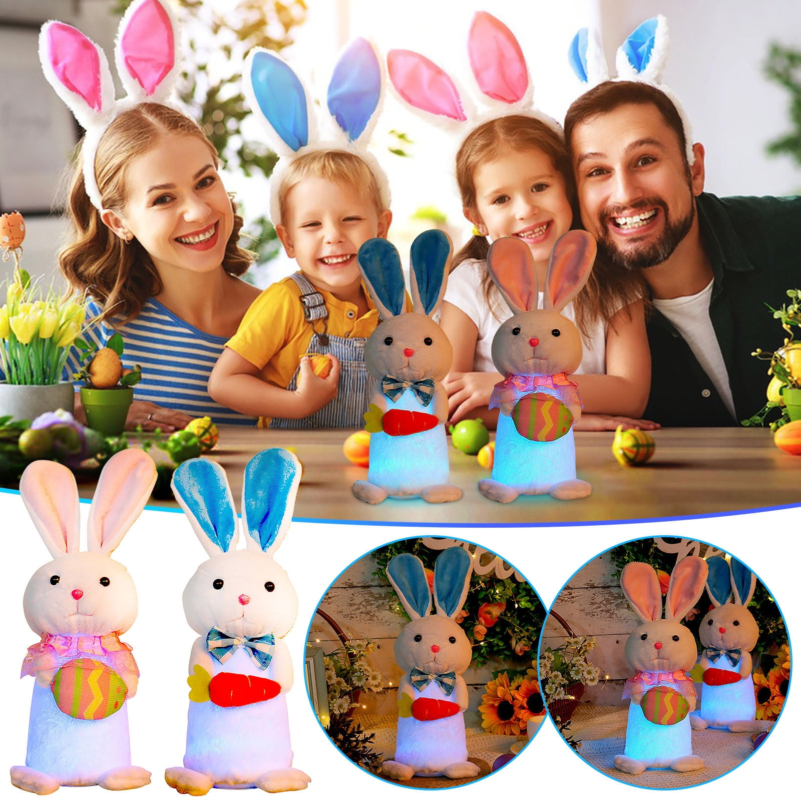 mtvxesu Easter Plush Animals, Easter Glowing Figurines, Small Easter ...